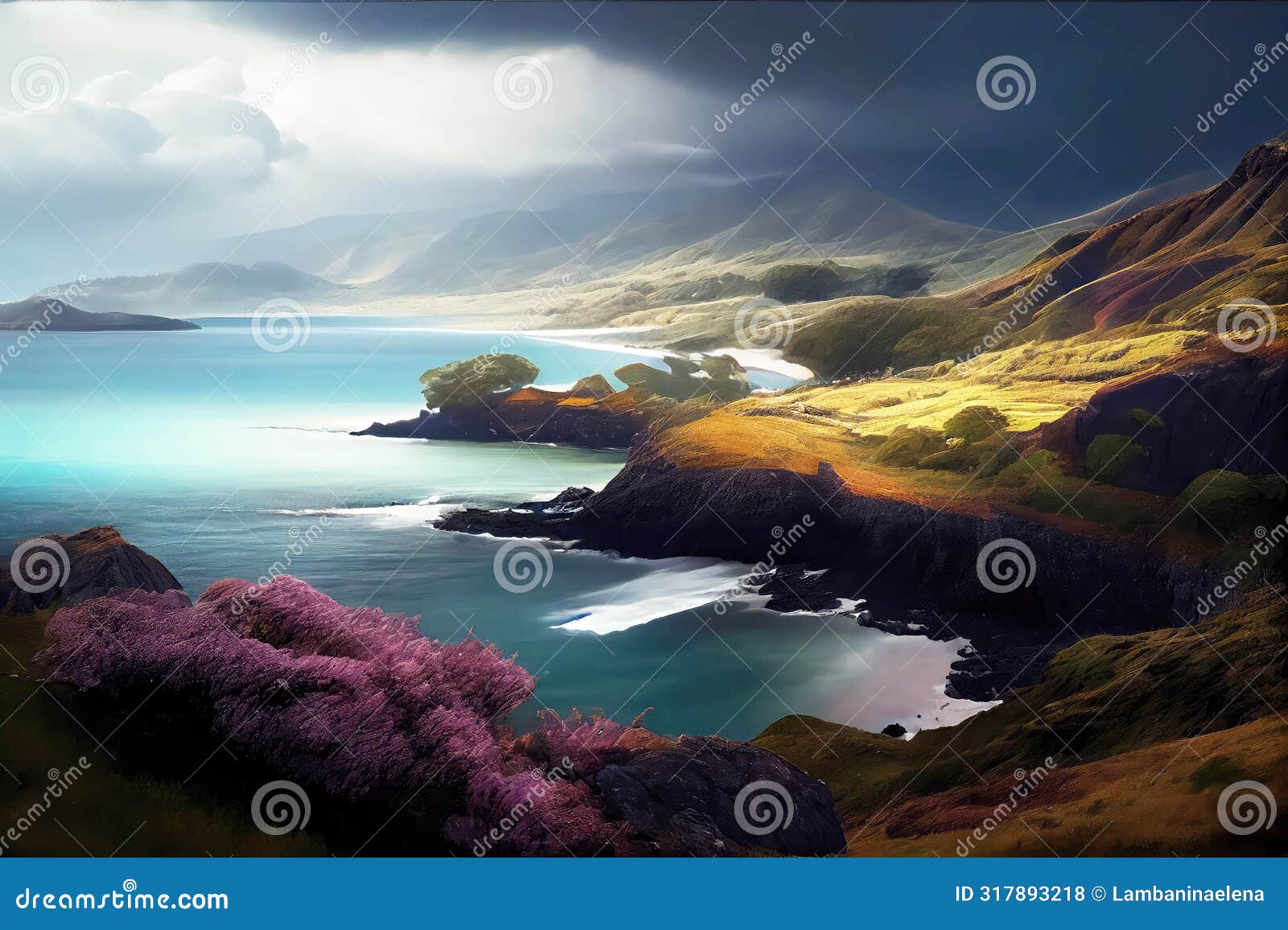 Comoro Landscape with Hills and Ocean. Generative AI Art Stock ...