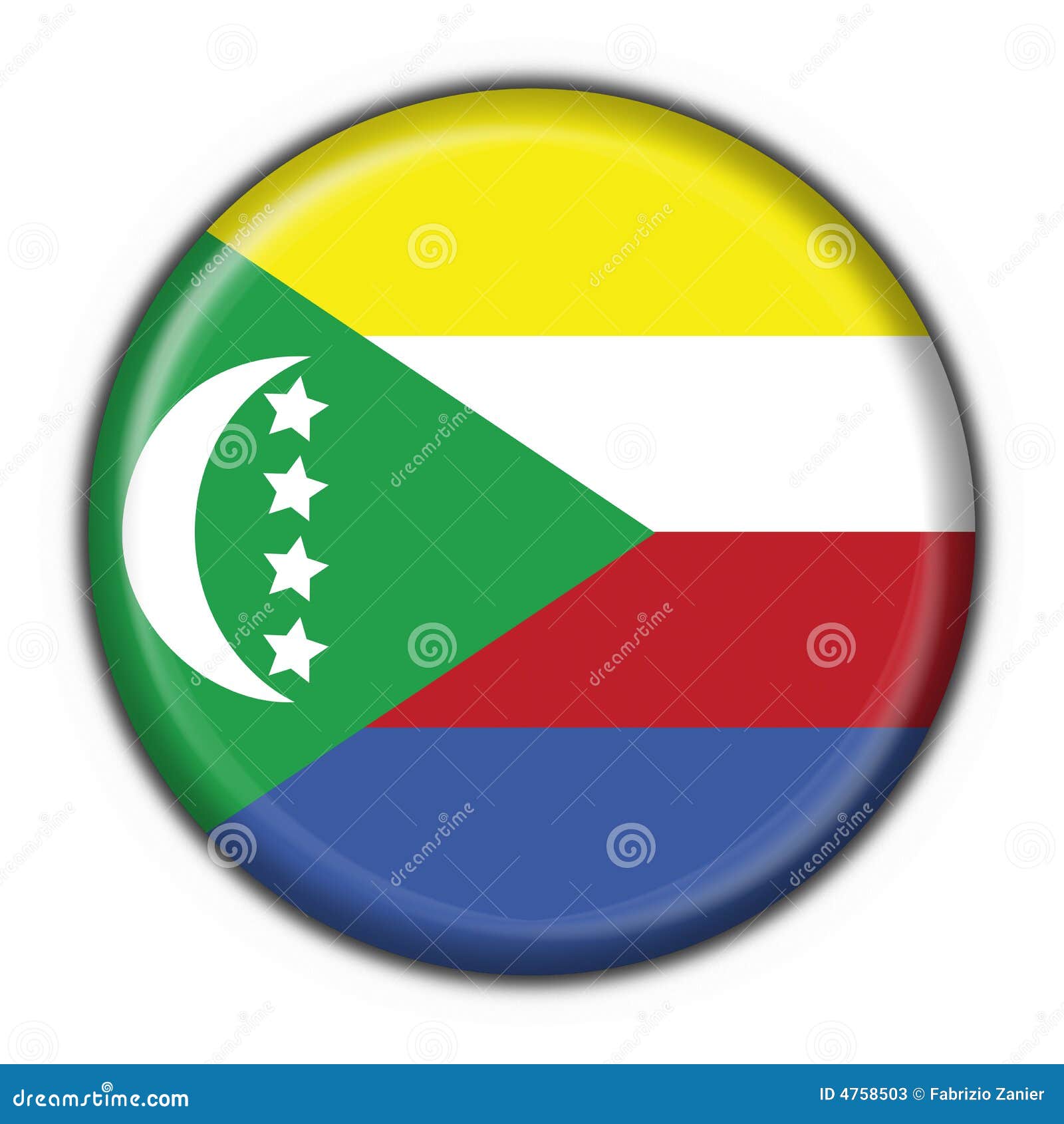 Comoros Button Flag Round Shape Stock Illustration - Illustration of ...