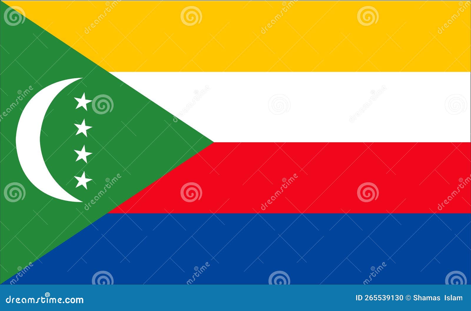 Comoros Flag Design Vector stock vector. Illustration of color - 265539130