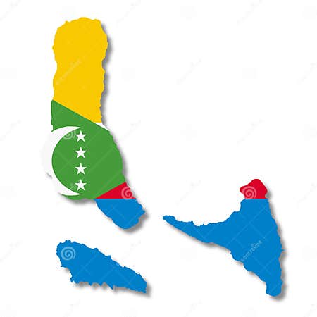 Comoros Flag Map on White Background 3d Illustration with Clipping Path ...