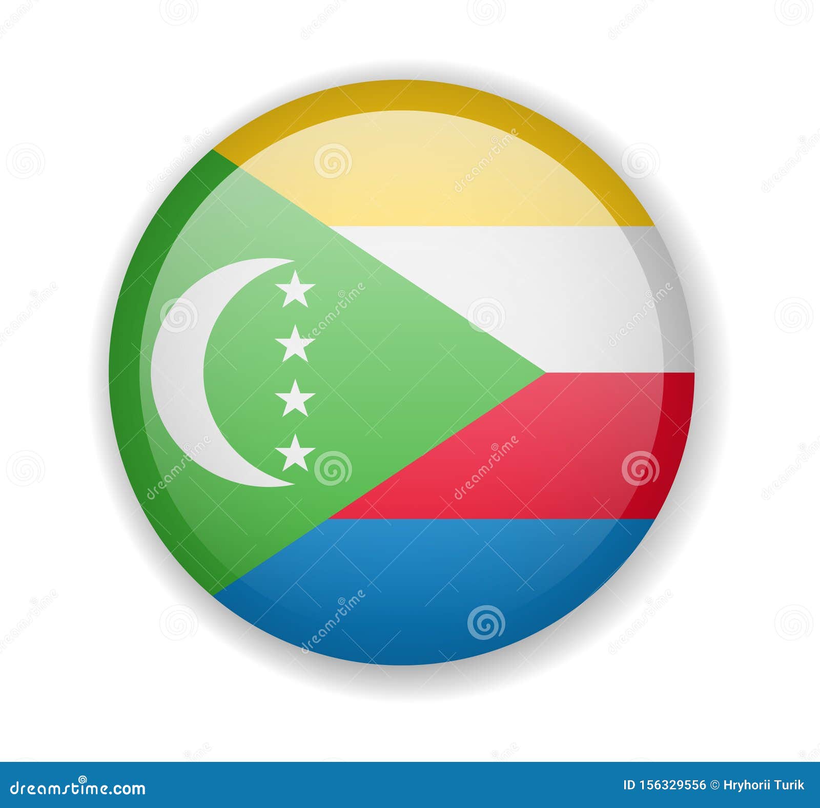Comoros Flag Round Bright Icon on a White Background Stock Vector ...