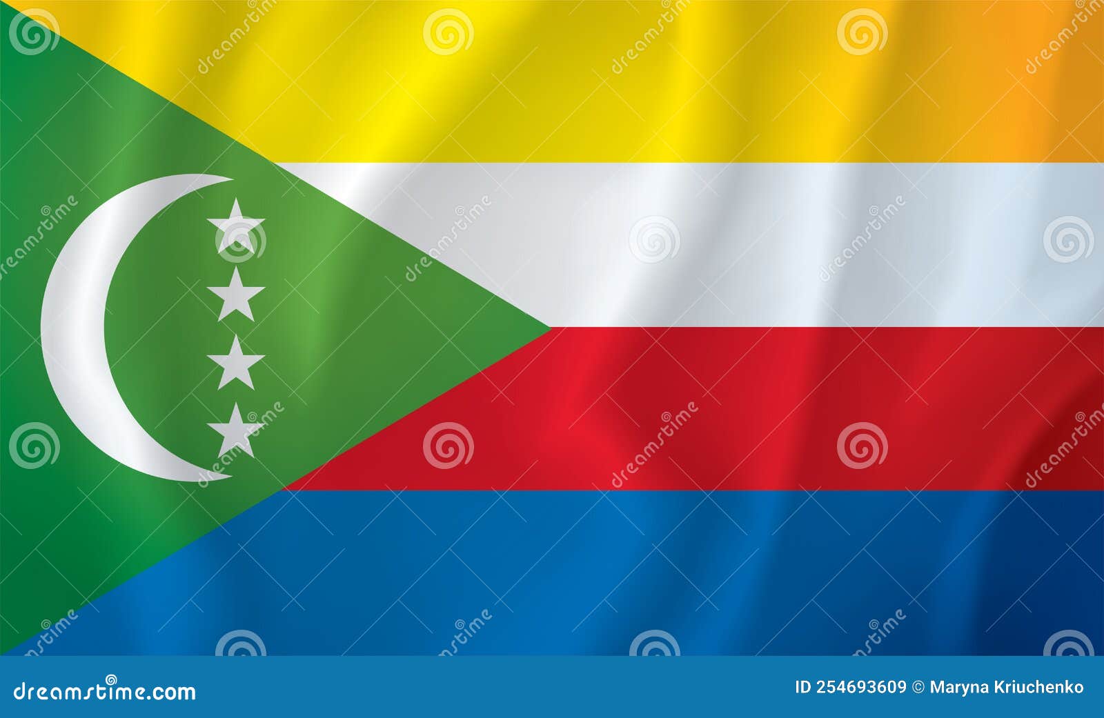 Comoros Flag. Vector Drawing Stock Vector - Illustration of icon ...