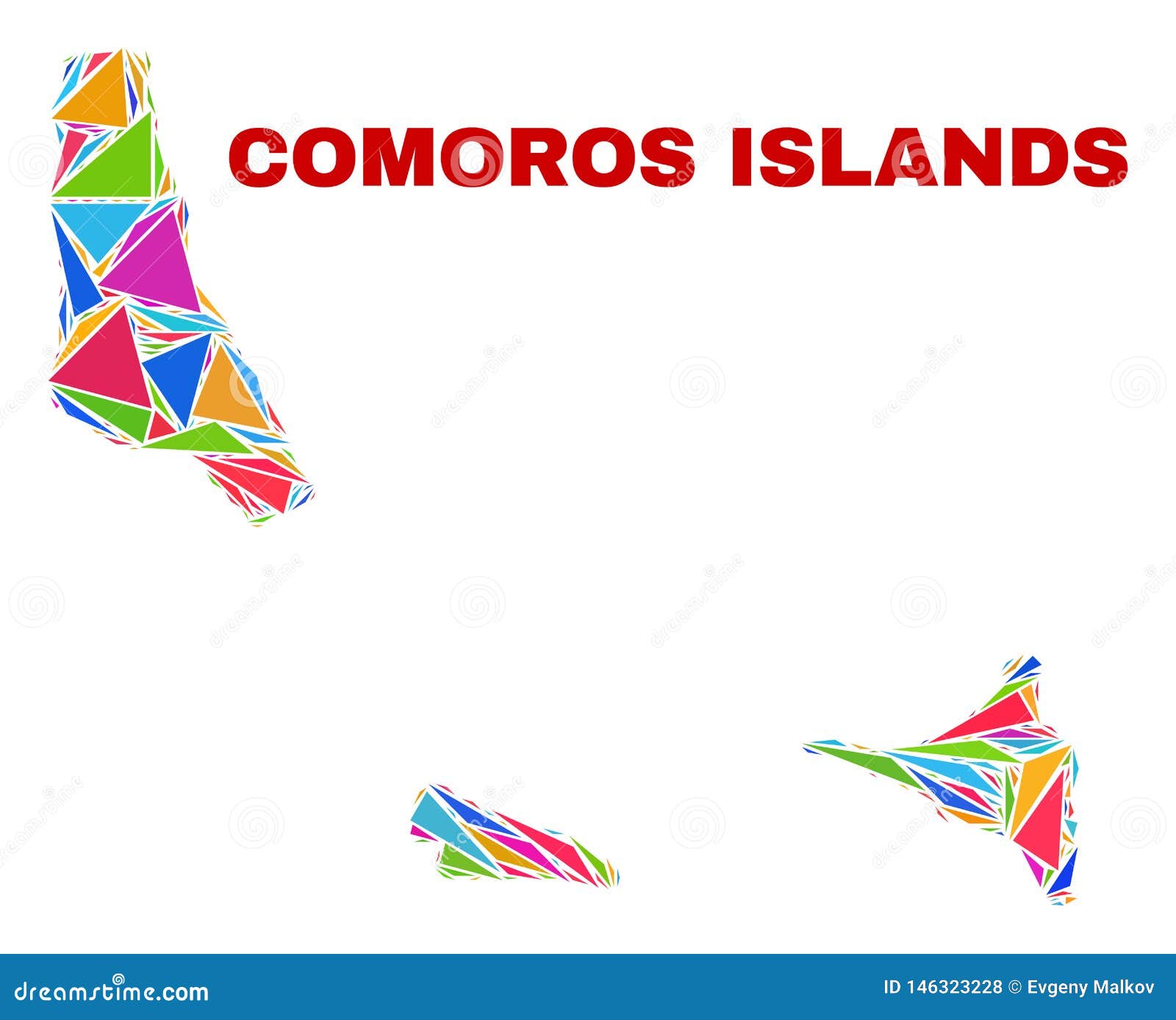 Comoros Islands Map - Mosaic of Color Triangles Stock Vector ...