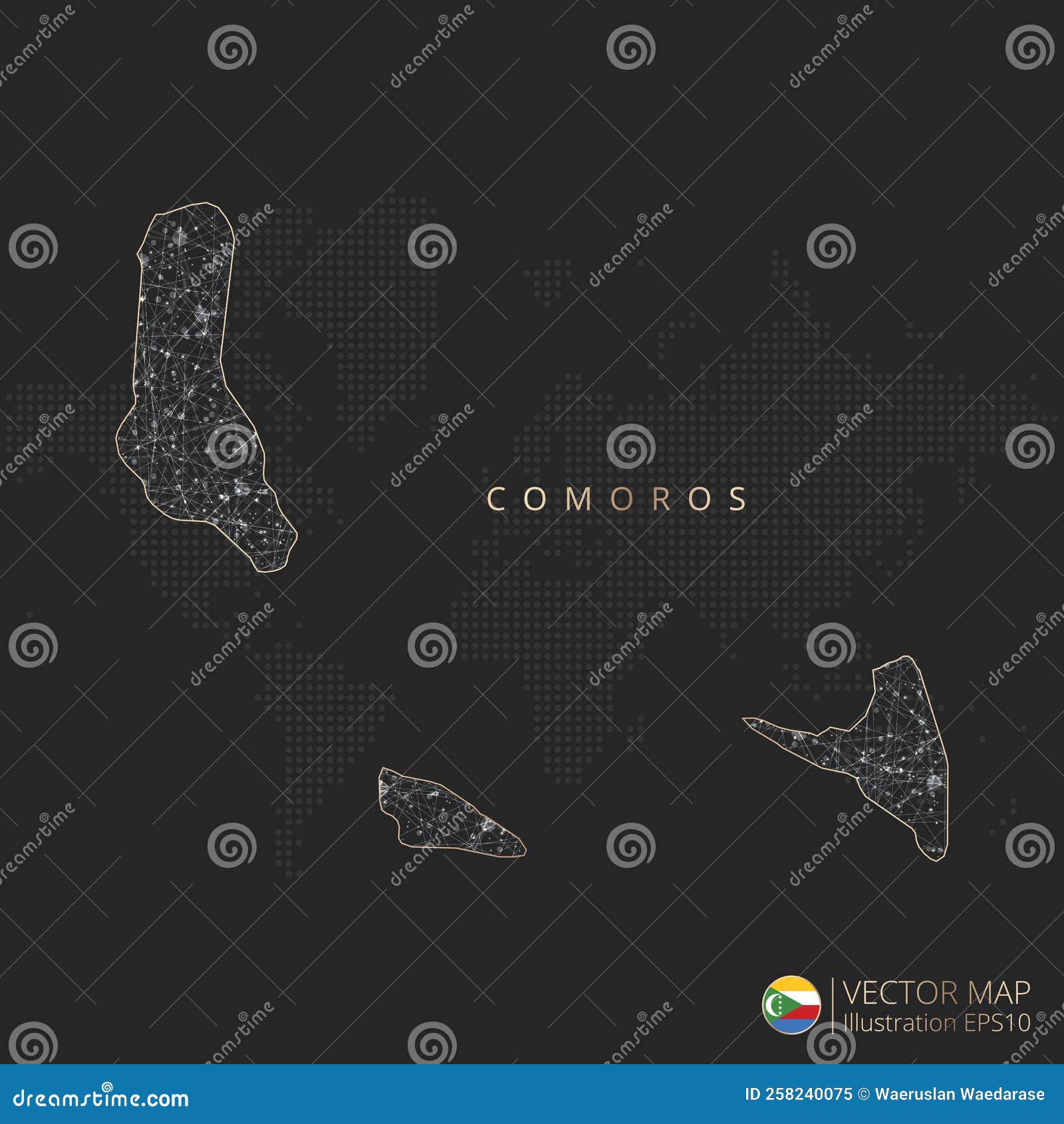 Comoros Map Abstract Geometric Mesh Polygonal Light Concept Stock ...