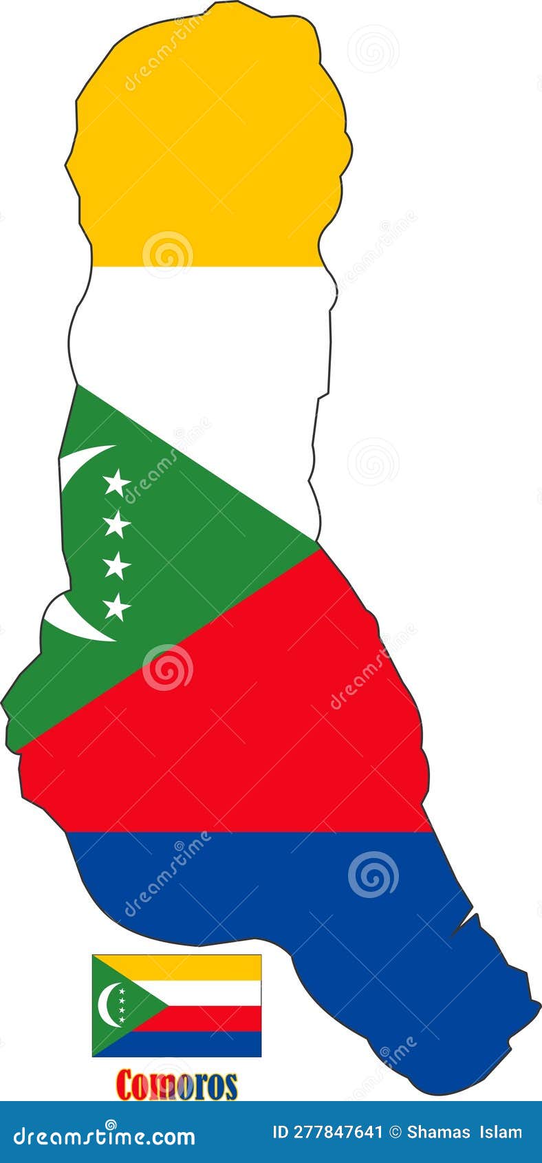 Comoros Map and Flag Illustration Vector Stock Vector - Illustration of ...