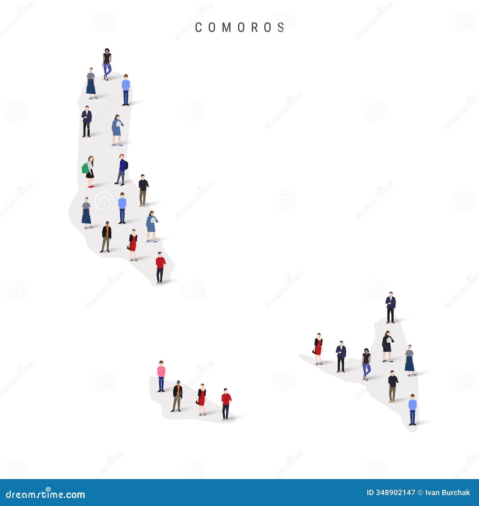 Comoros People Icon Map. Stylized Vector Silhouette Of Comoros ...