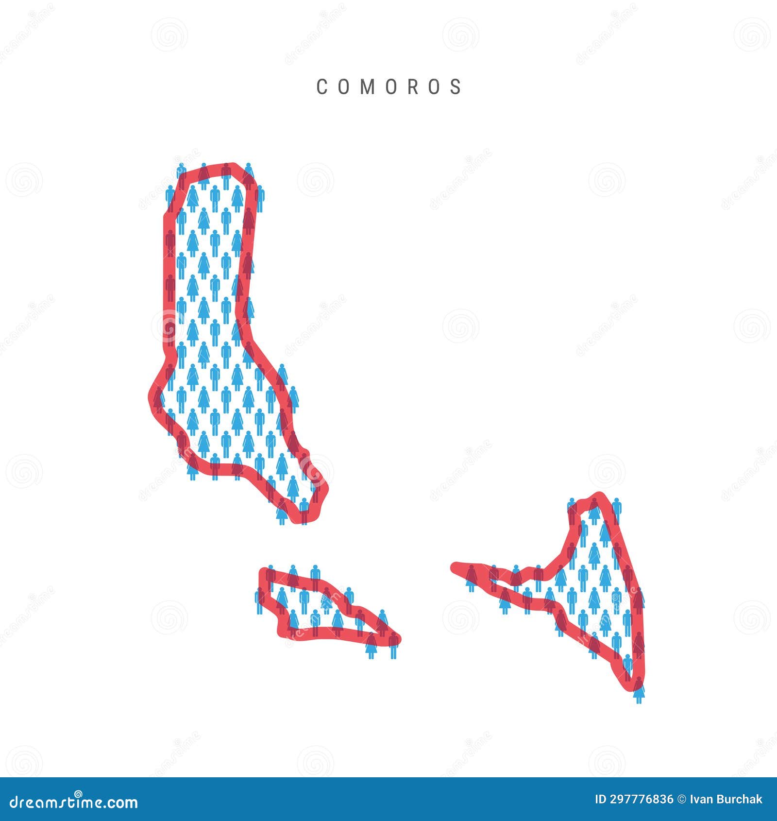 Comoros People Icon Map. Stylized Vector Silhouette Of Comoros ...