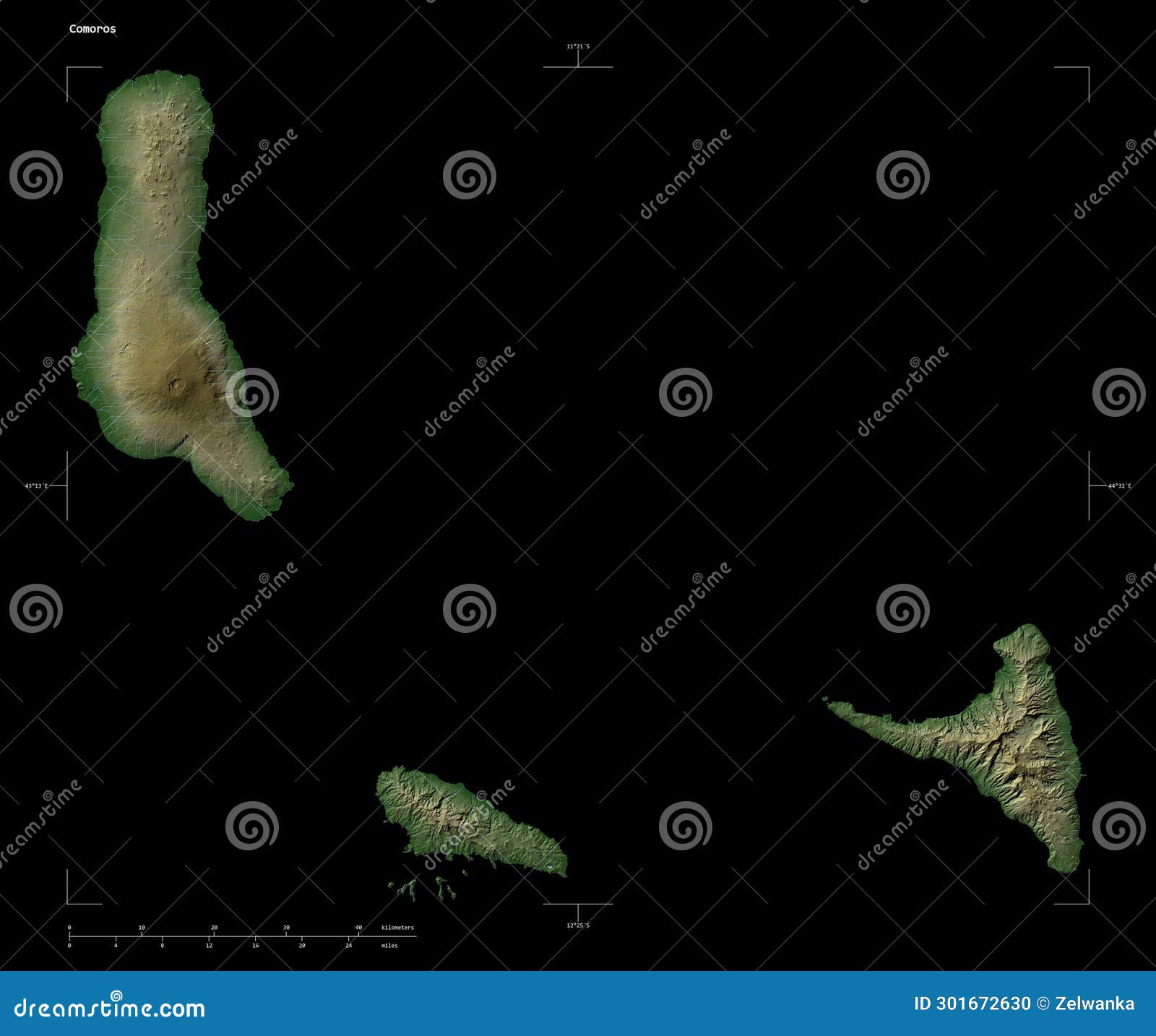 Comoros Shape on Black. Pale Stock Illustration - Illustration of land ...