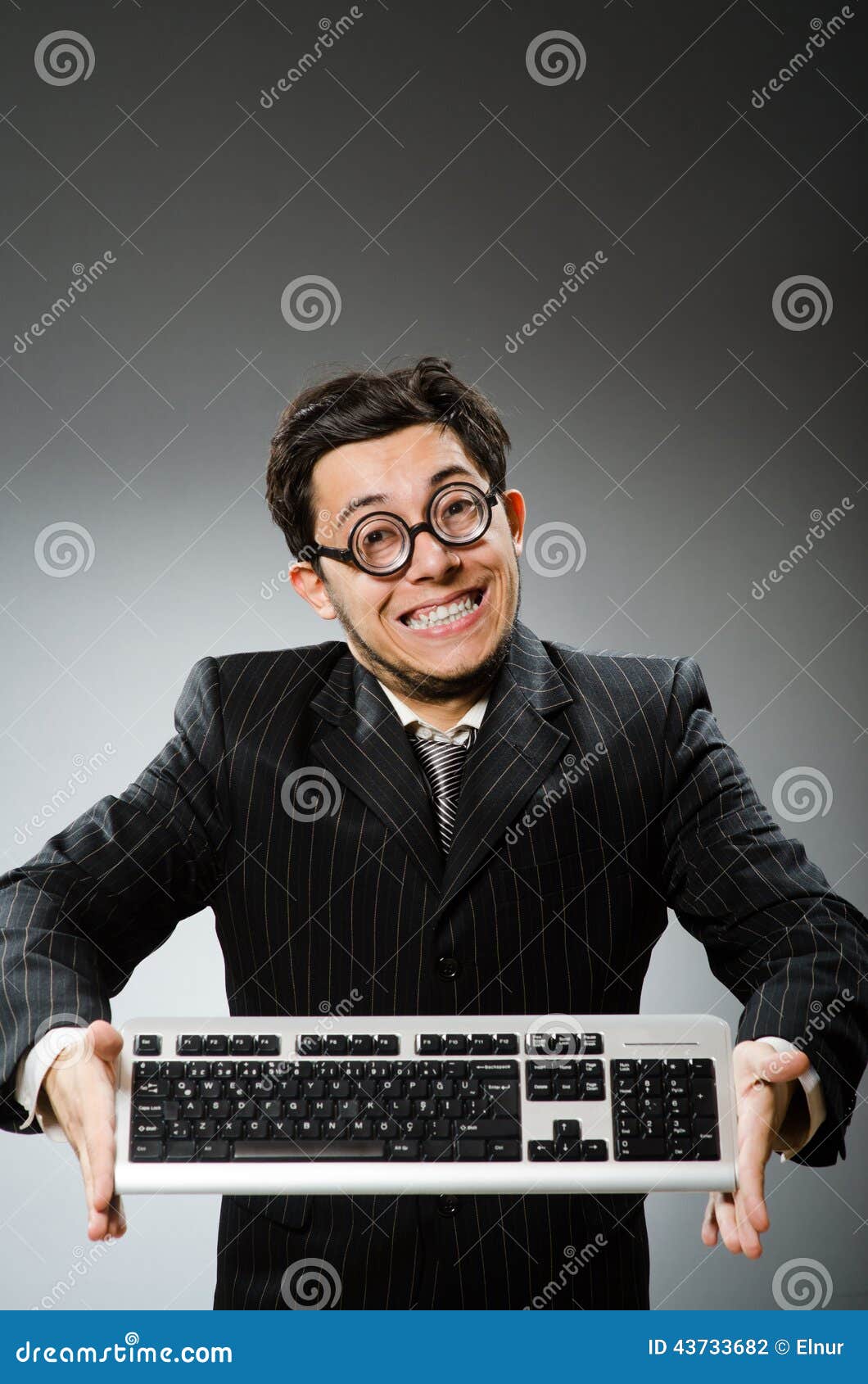 Comouter Geek with Computer Stock Photo - Image of businessman ...