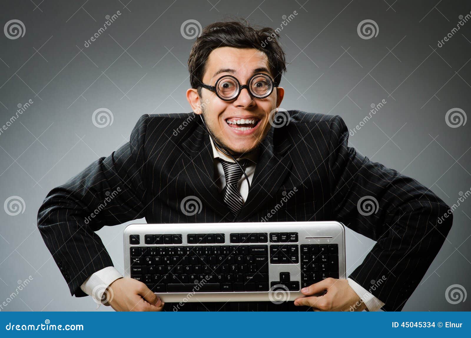 Comouter Geek with Computer Stock Photo - Image of comic, happy: 45045334