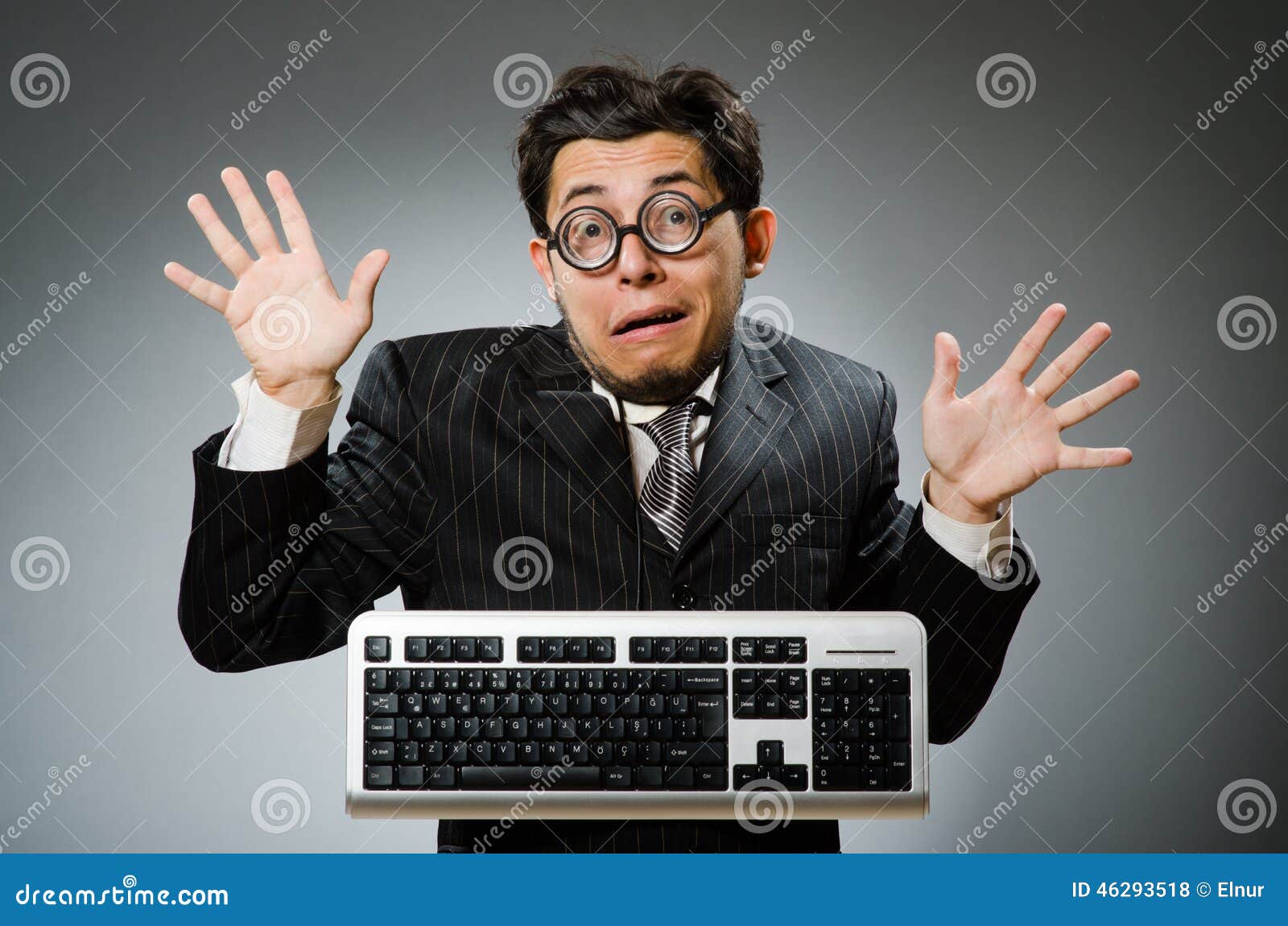 Comouter Geek with Computer Stock Photo - Image of expression ...