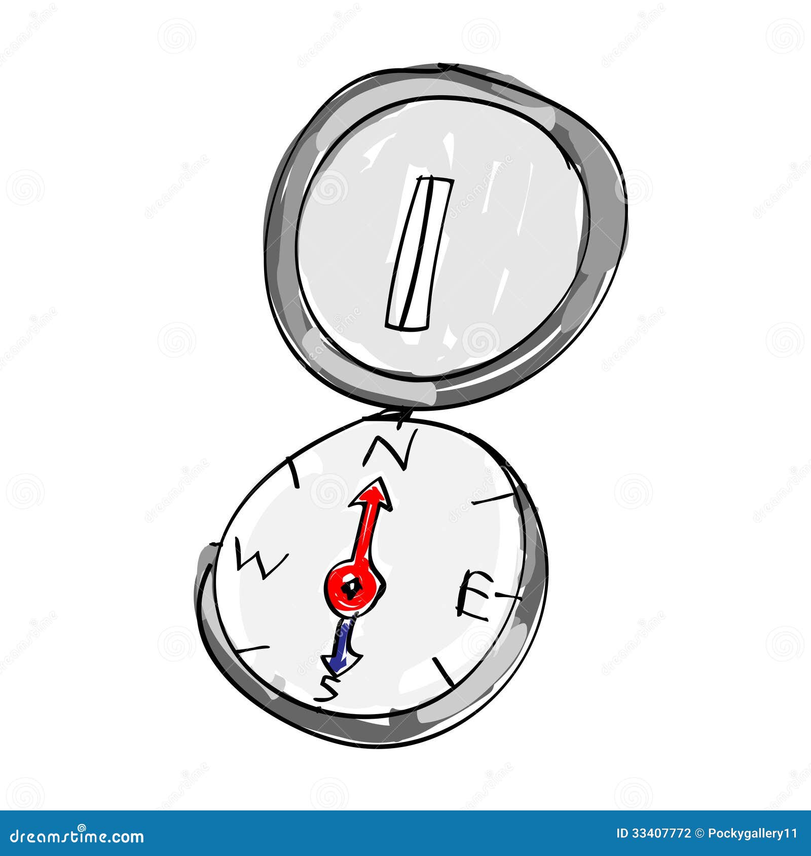 Compás Dibujado Mano En Blanco Ilustración del Vector - Ilustración de ...