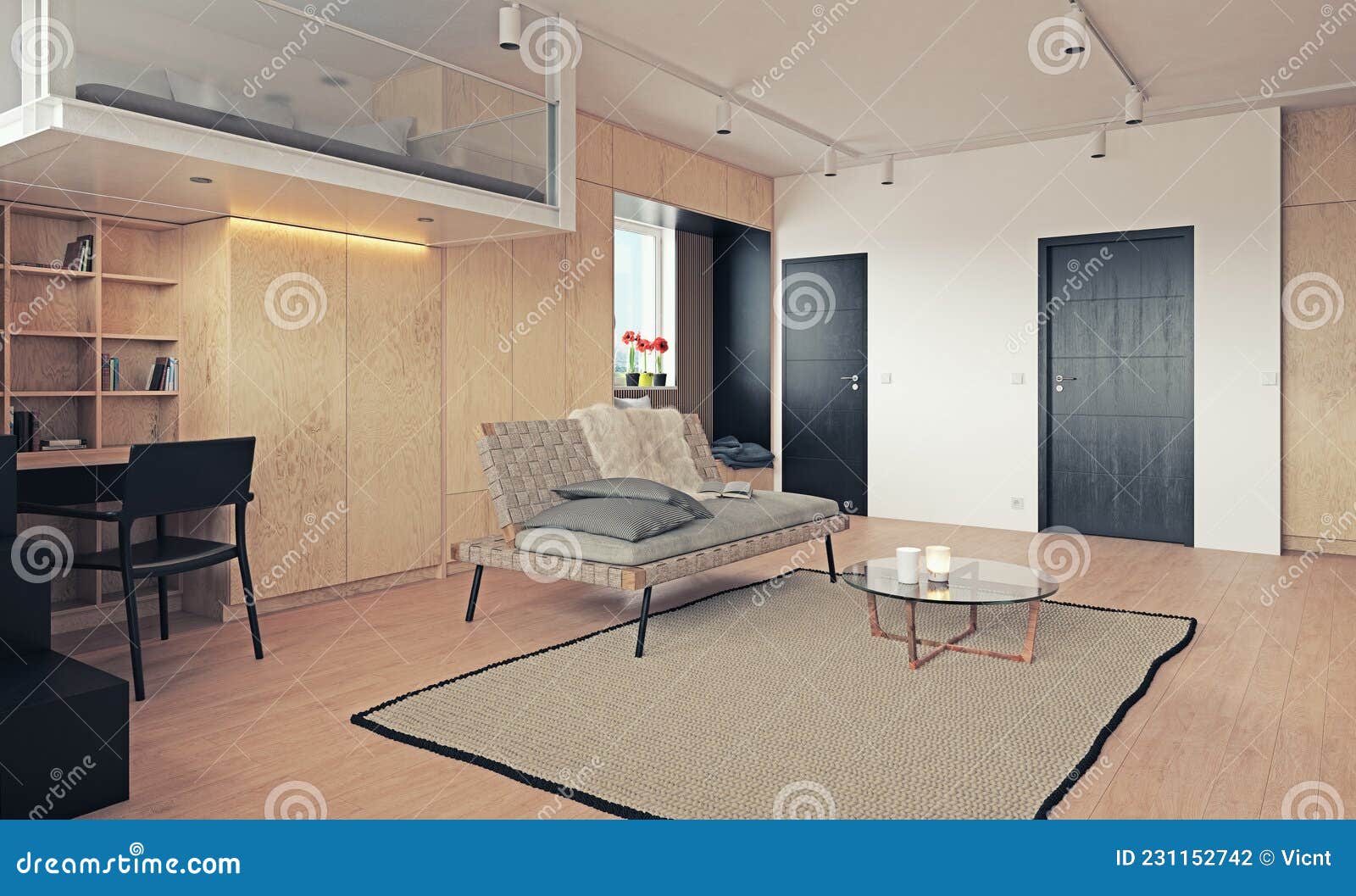 Compact Apartment Design Concept Stock Illustration - Illustration of ...