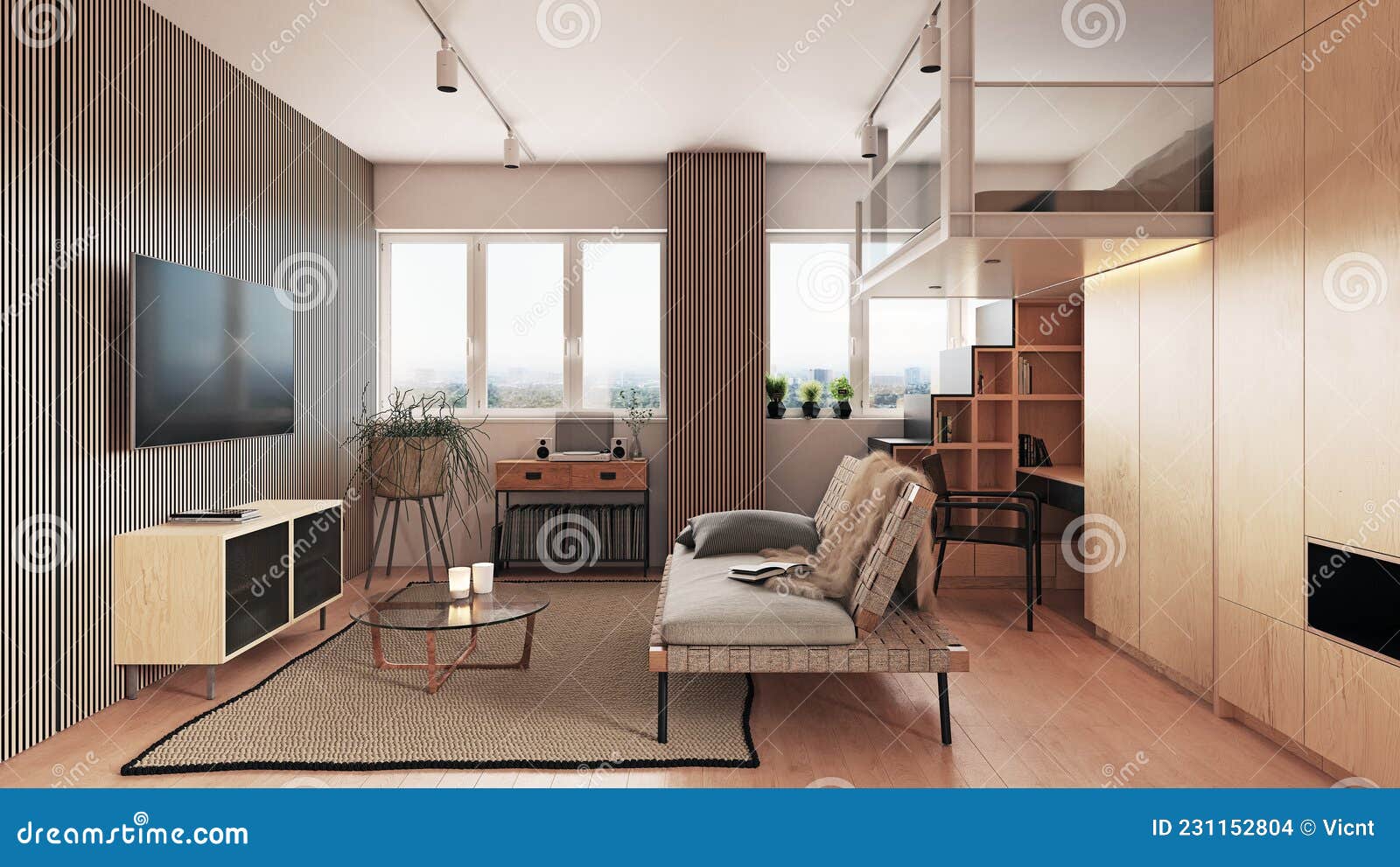 Compact Apartment Design Concept Stock Illustration - Illustration of ...