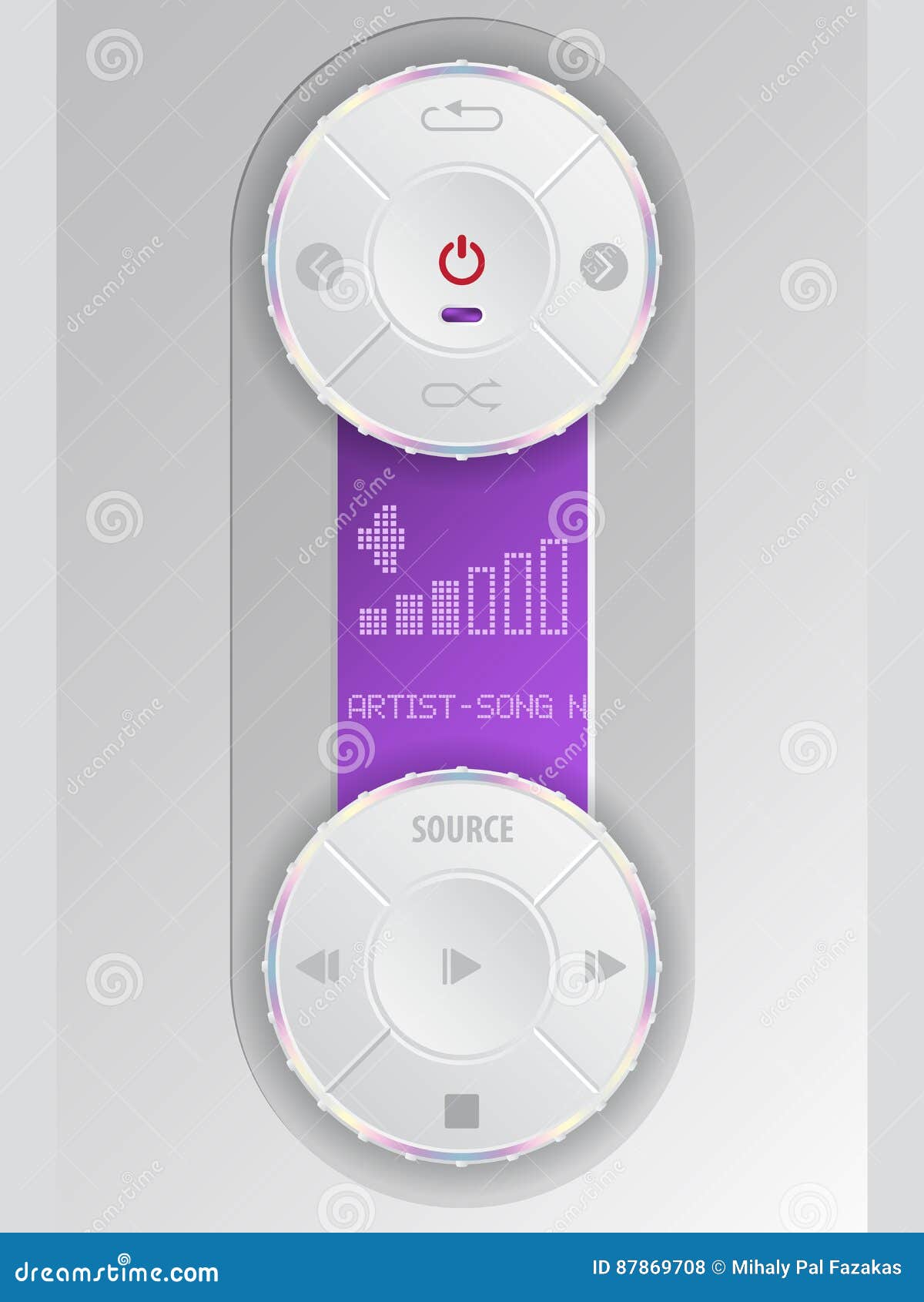 Compact Audio Control Panel with Purple Lcd Stock Illustration ...