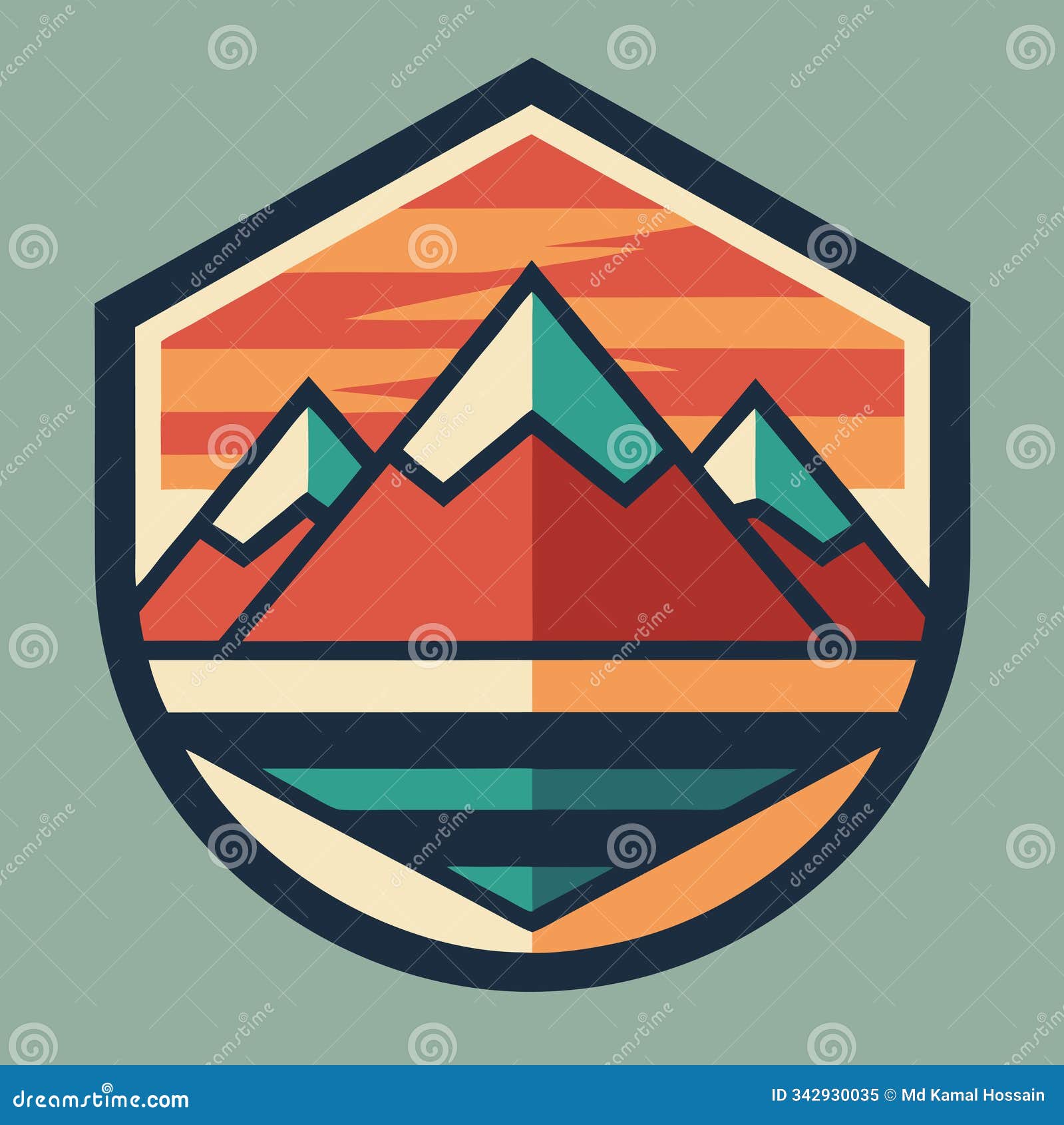 Compact Badge-style Mountain Icon Vector with Bold Lines. Stock ...