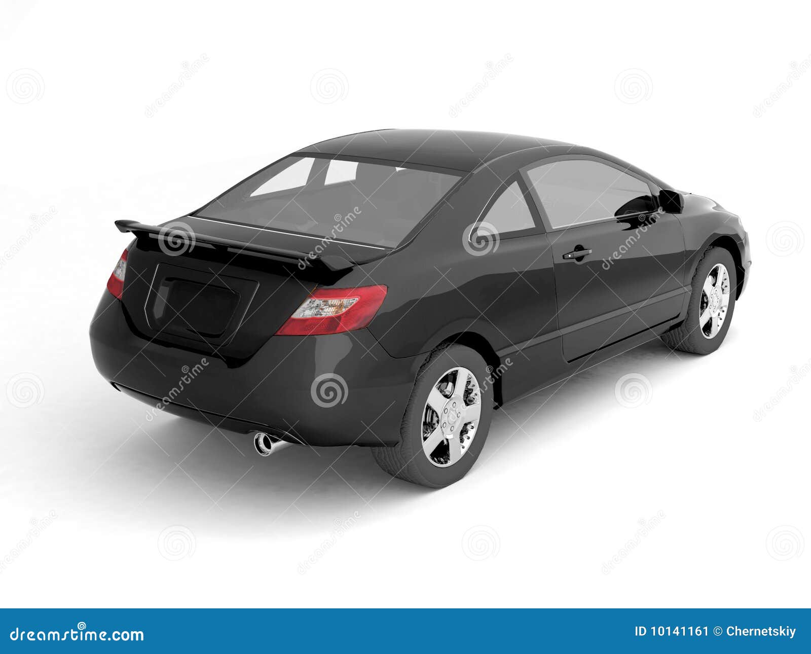 Compact Black Car Back View Stock Illustration - Illustration of ...