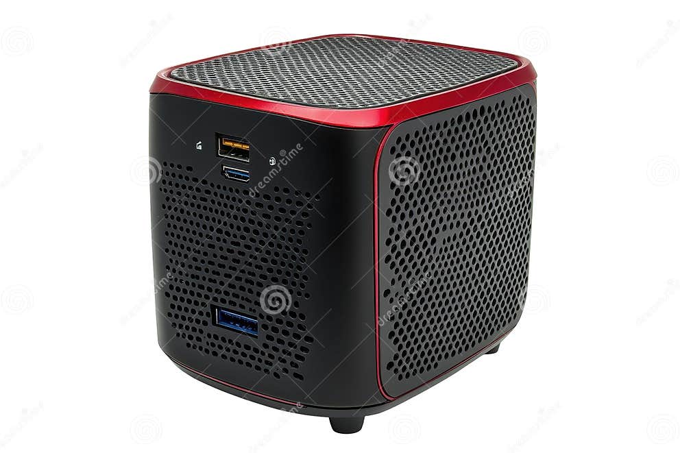 Compact Black and Red Computer Server Tower for Technology Use Stock ...