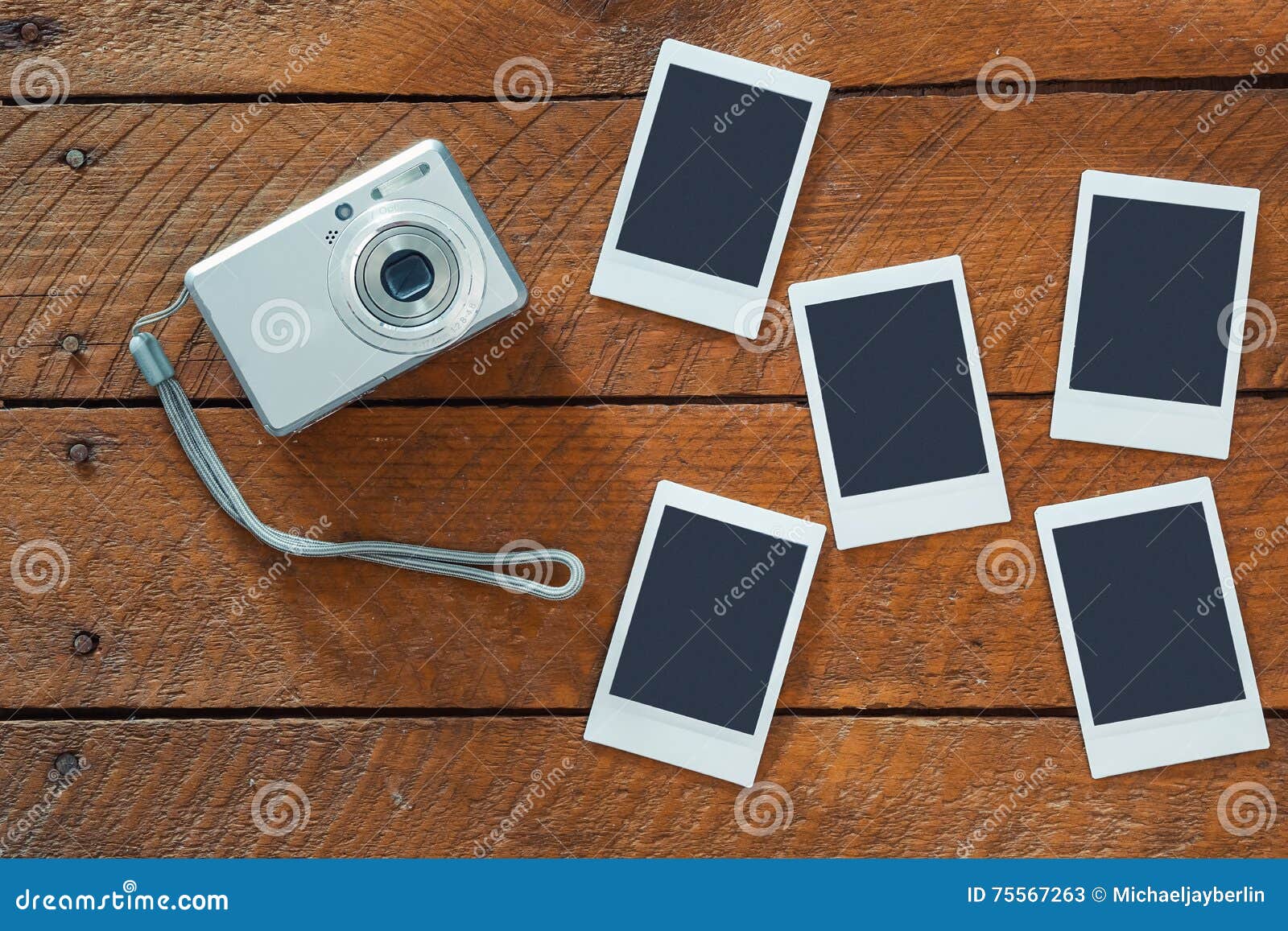 Compact Camera and Empty Instant Photo Frames Stock Image - Image of ...
