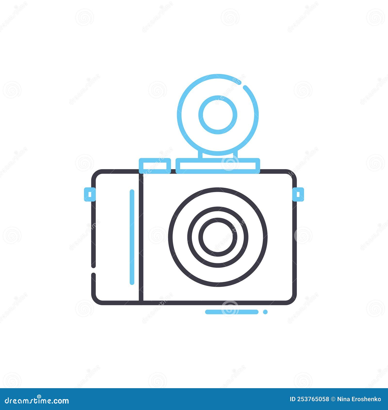 Compact Camera with Flash Line Icon, Outline Symbol, Vector ...