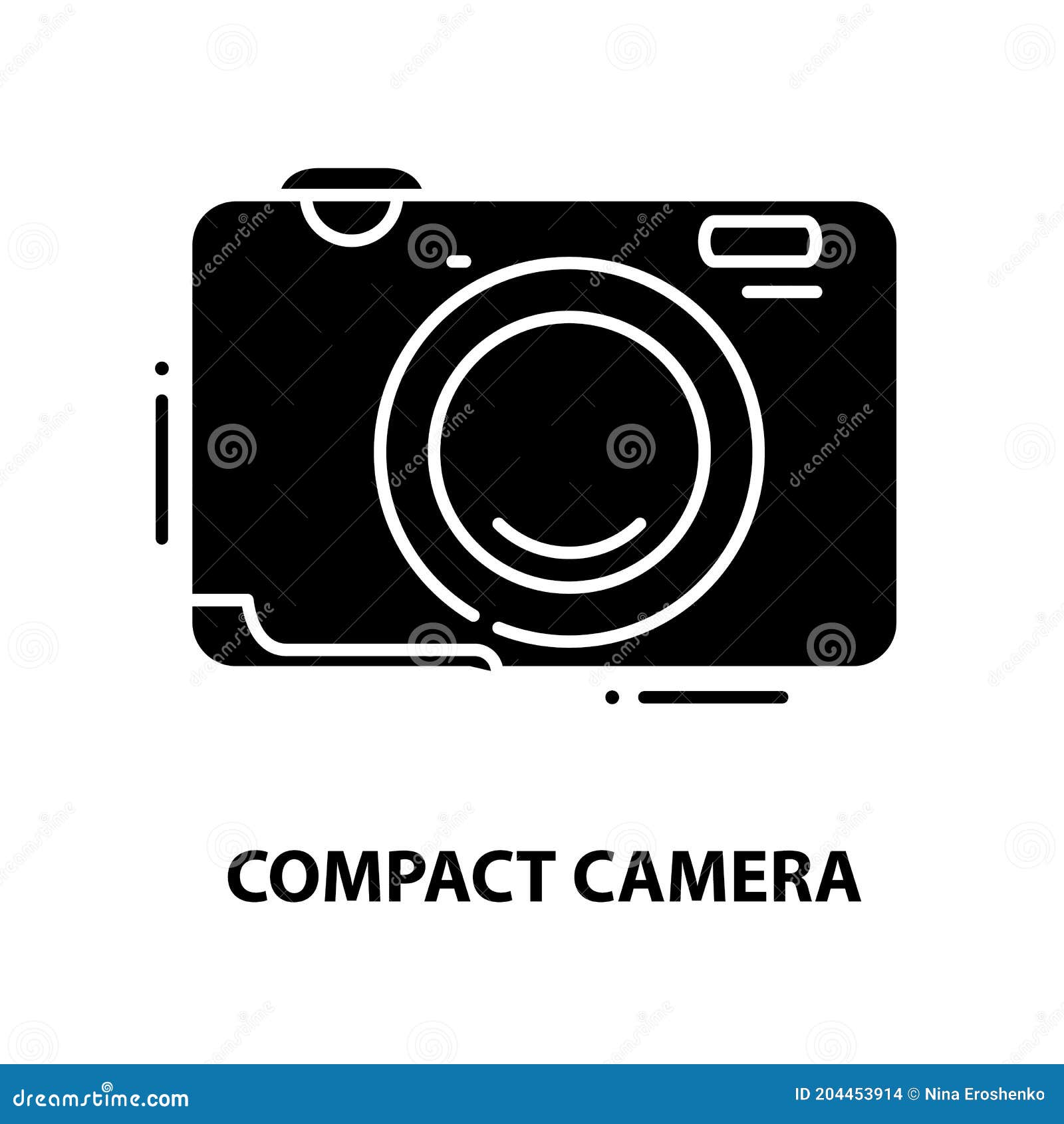 Compact Camera Symbol Icon, Black Vector Sign with Editable Strokes ...
