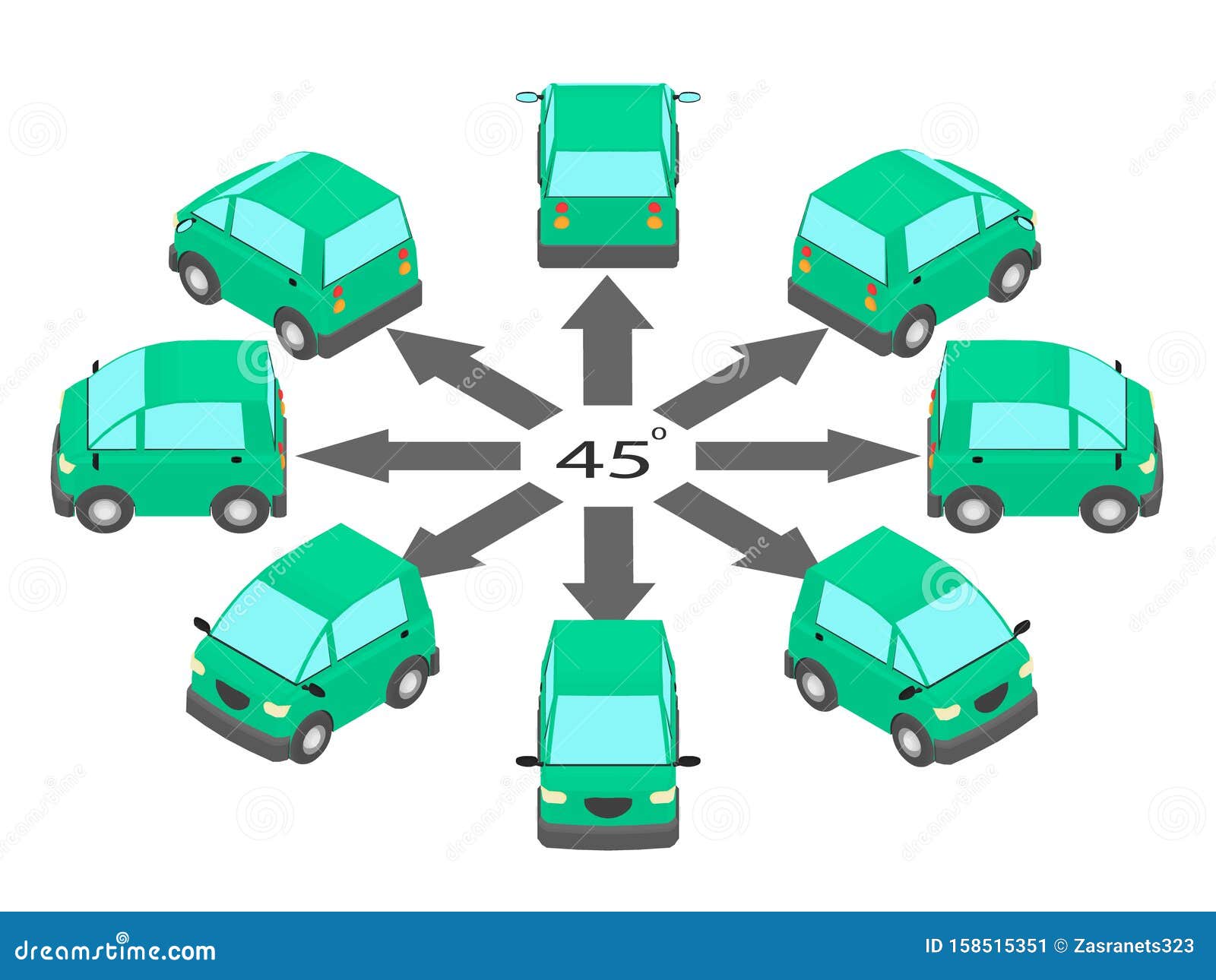 Rotation of the Coupe Car by 45 Degrees. Stock Vector - Illustration of ...