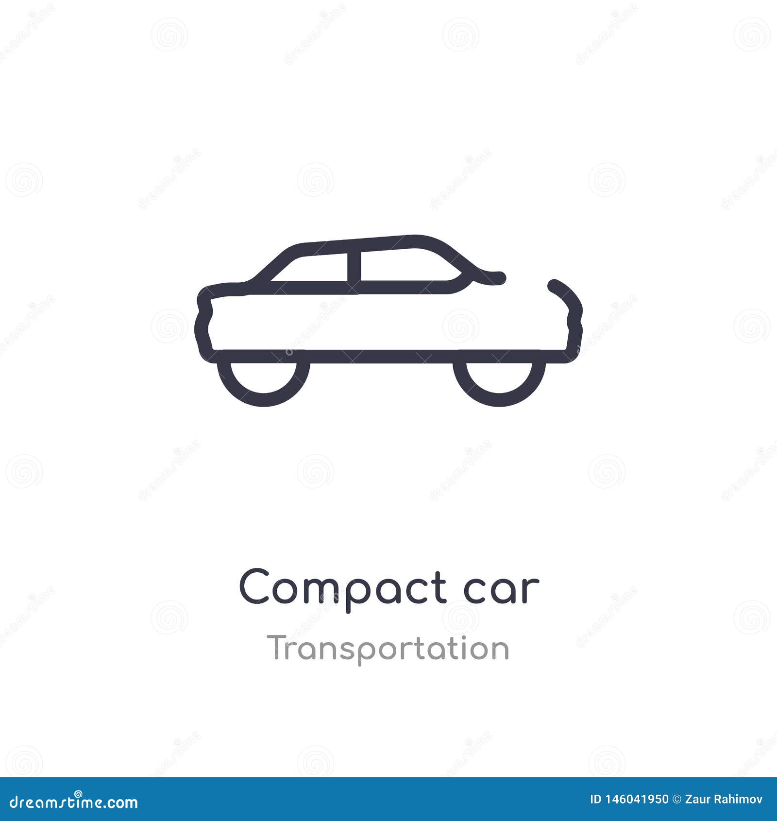 Compact Car Outline Icon. Isolated Line Vector Illustration from ...