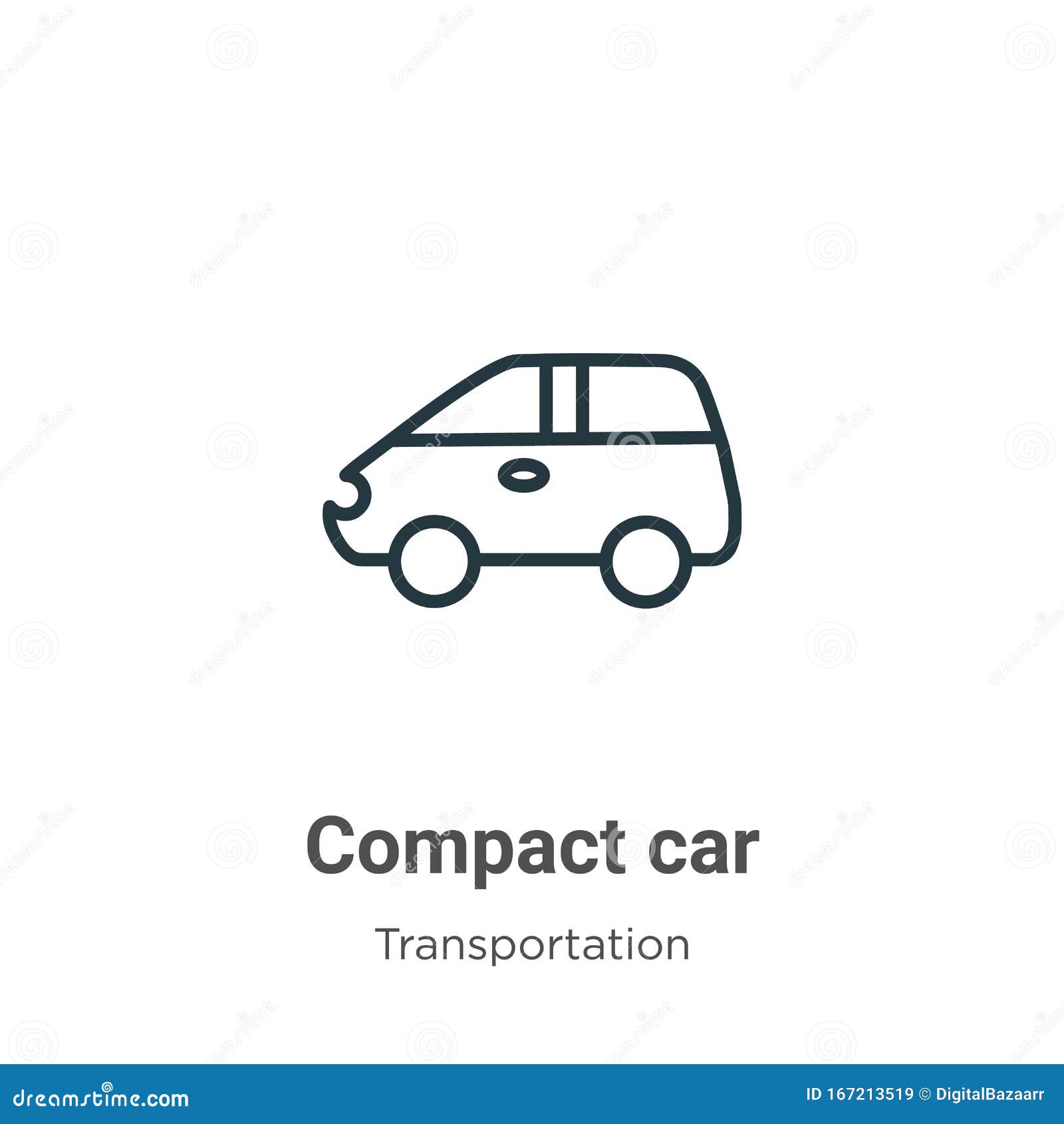 Compact Car Outline Vector Icon. Thin Line Black Compact Car Icon, Flat ...