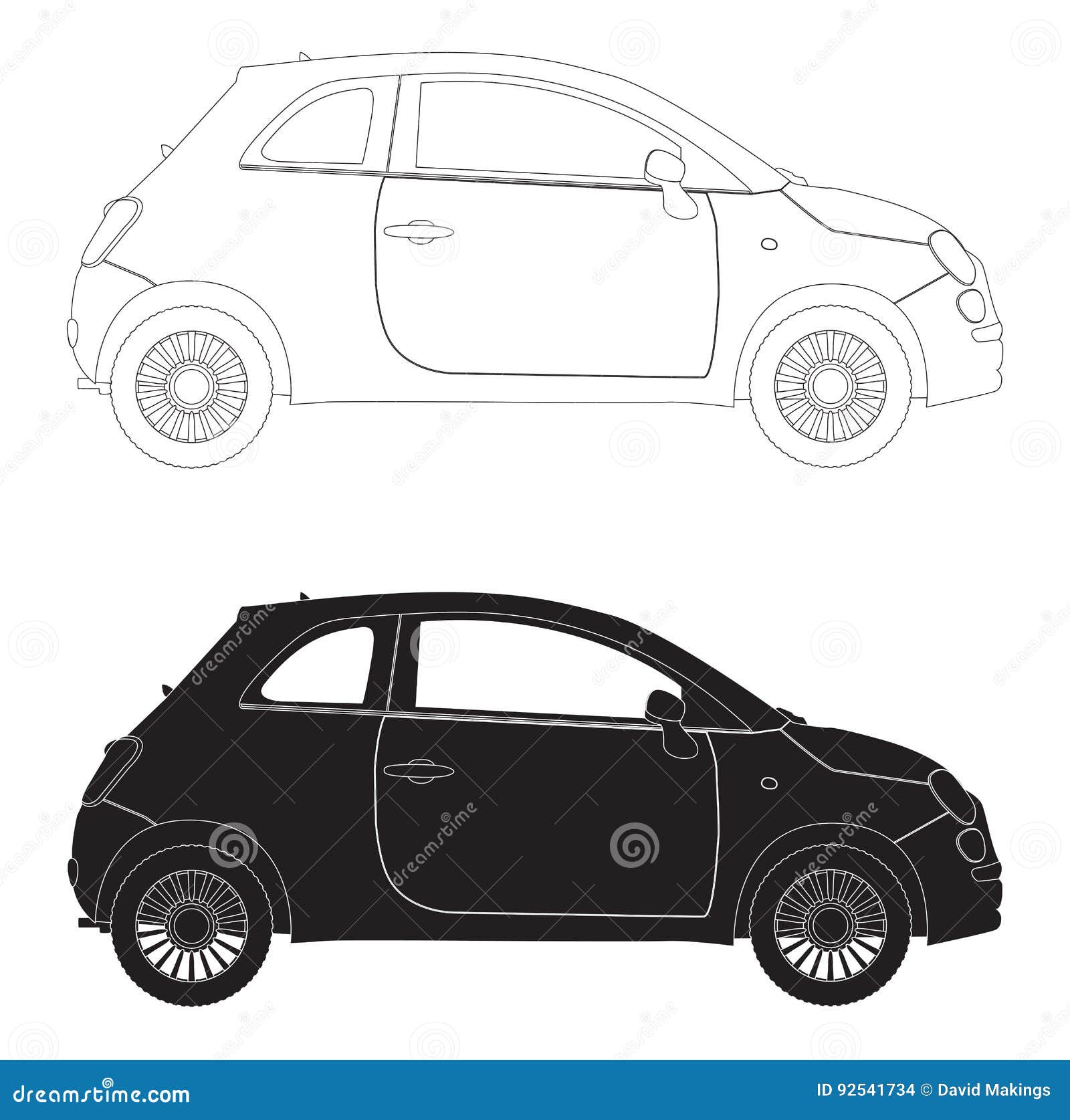 Compact Car Outlines stock illustration. Illustration of motor - 92541734