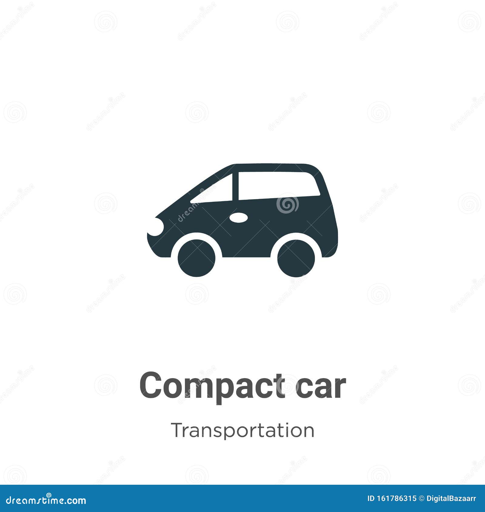 Compact Car Vector Icon on White Background. Flat Vector Compact Car ...