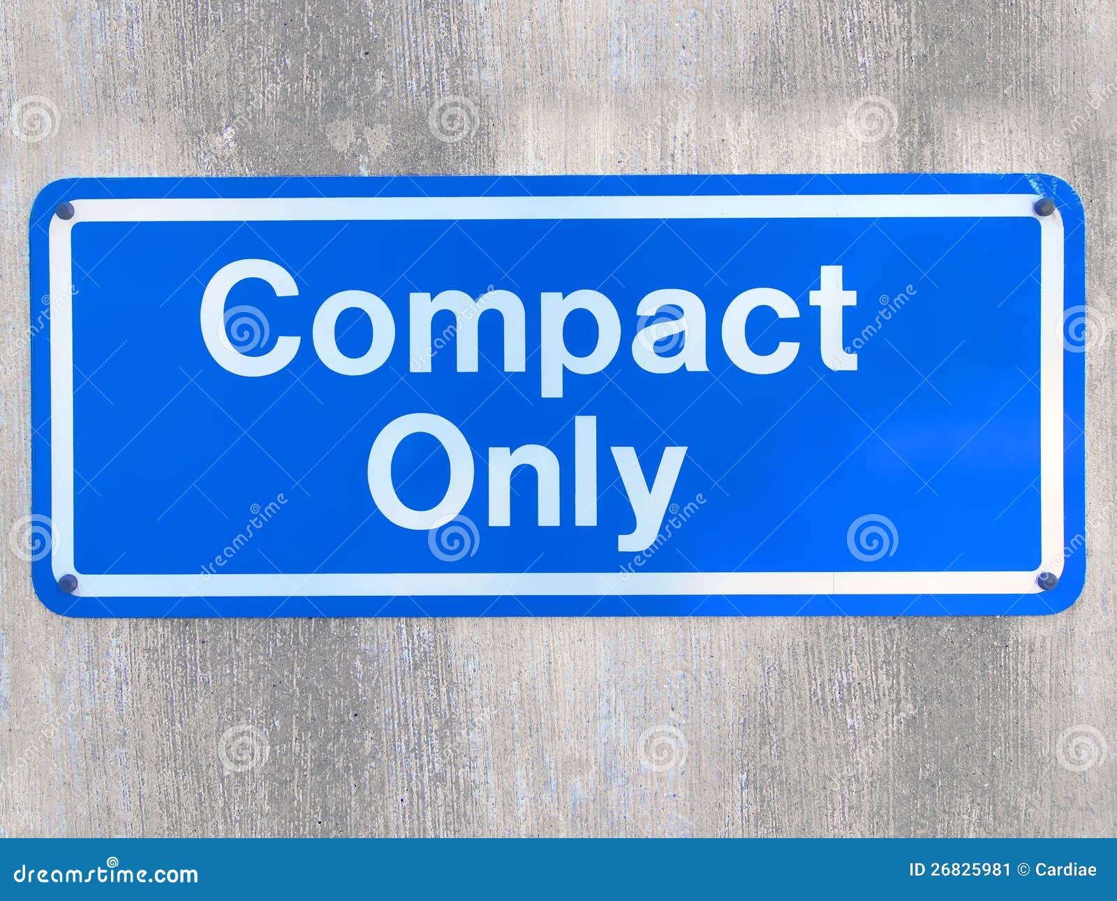 Compact Car only / Warning, Blue Metal Sign Stock Image - Image of ...