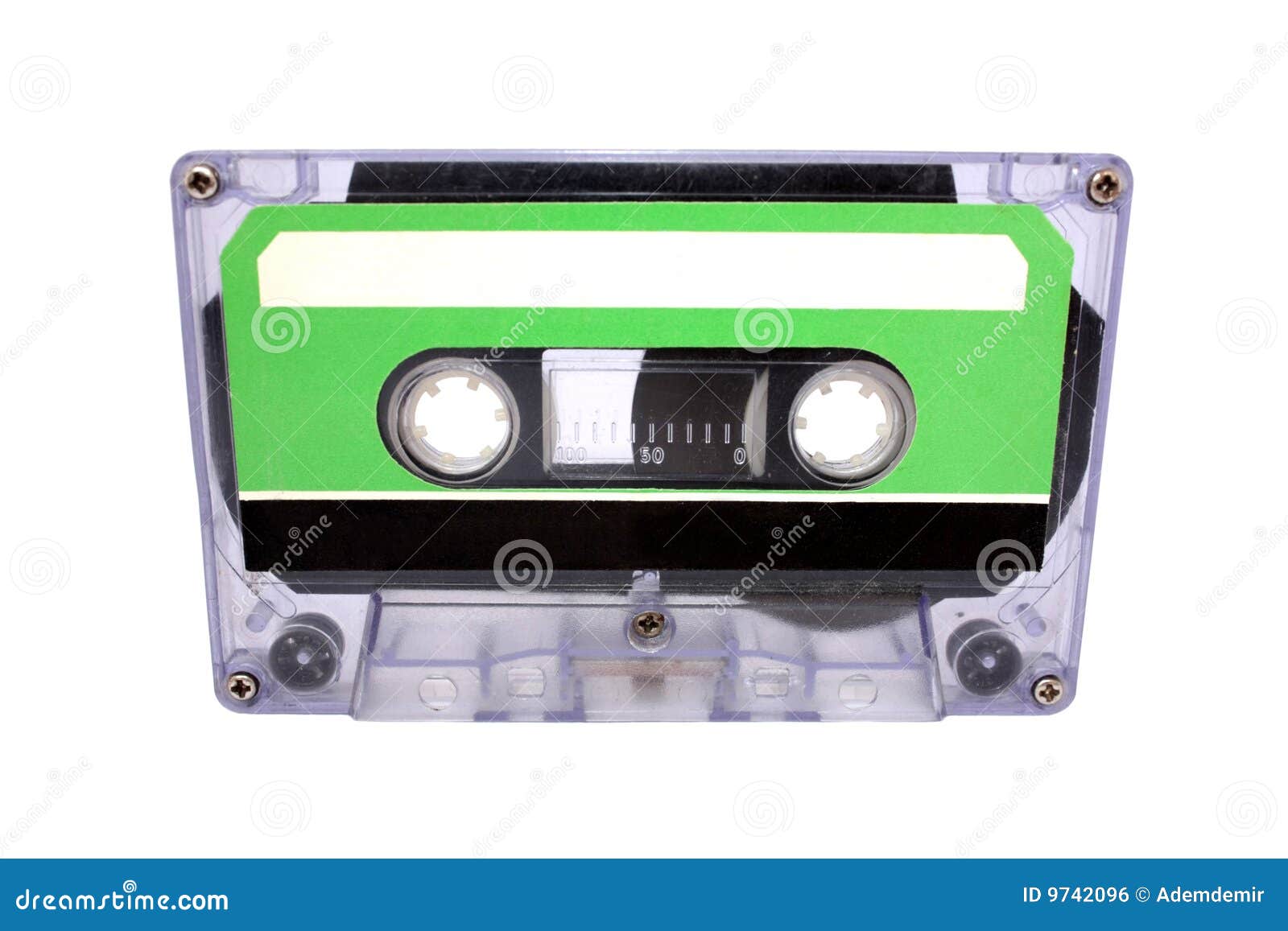 Compact Cassette Isolated on White. Front View Stock Photo - Image of ...