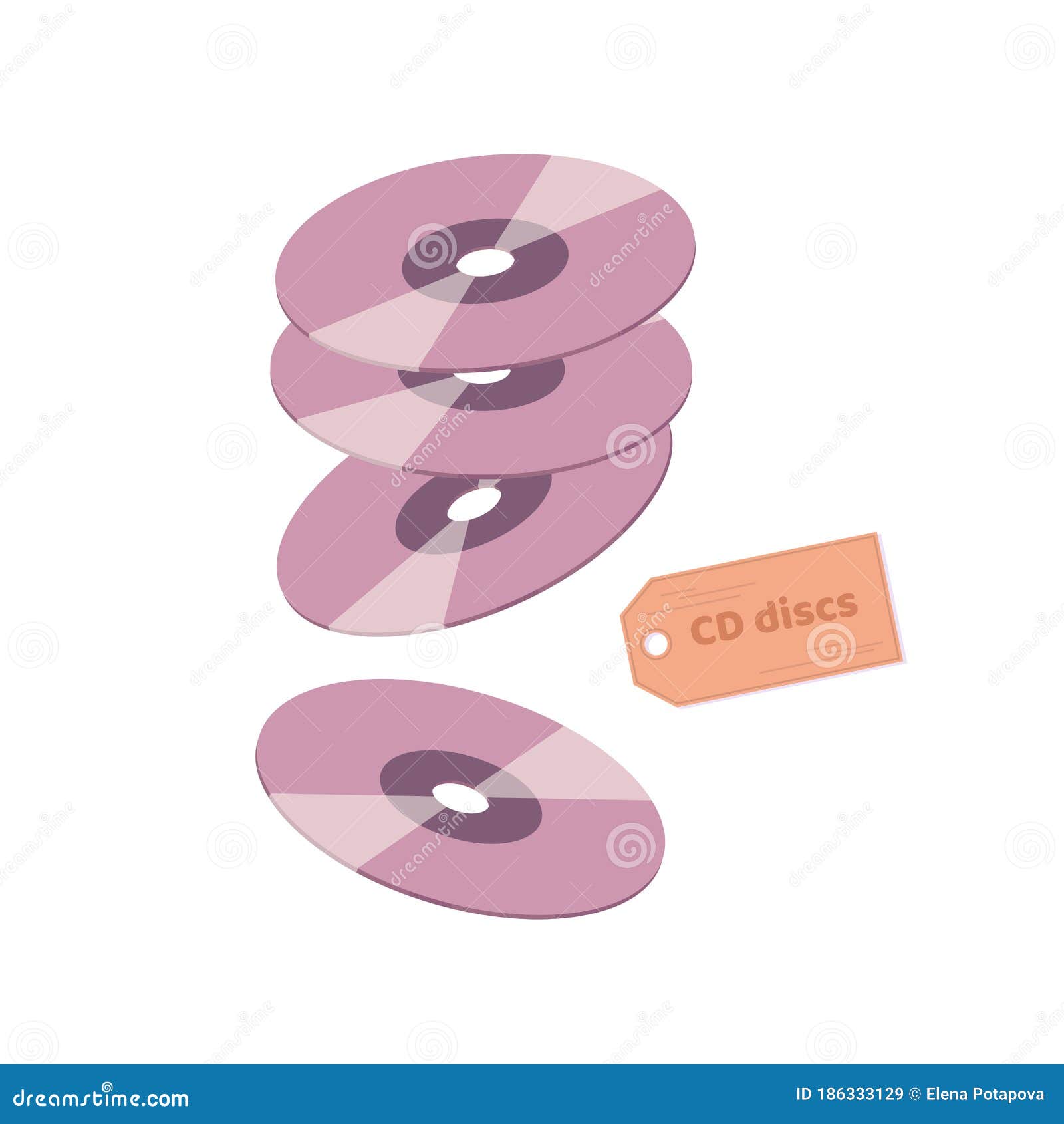 Compact CD or DVD Discs. Vector Cartoon Flat Illustration Isolated on ...