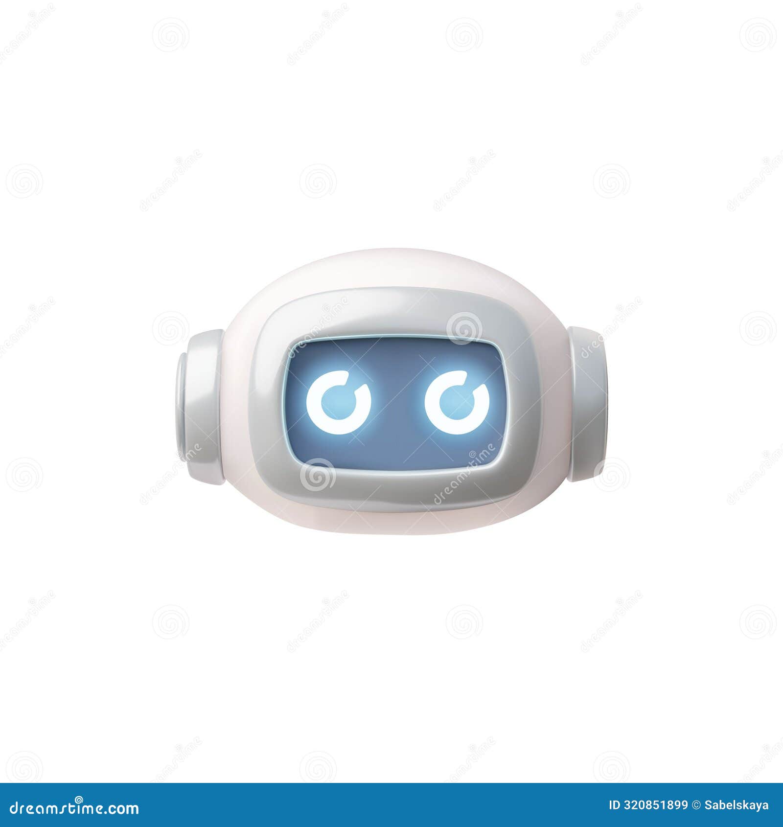 Compact Chatbot Head Chatbot Icon with Blue Eyes 3D Vector Illustration ...