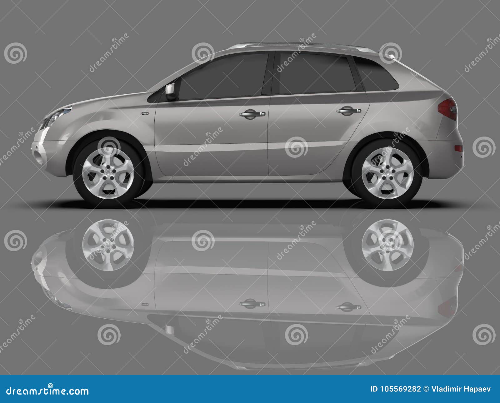 Compact City Crossover Metallic Color on a Gray Glossy Background with ...