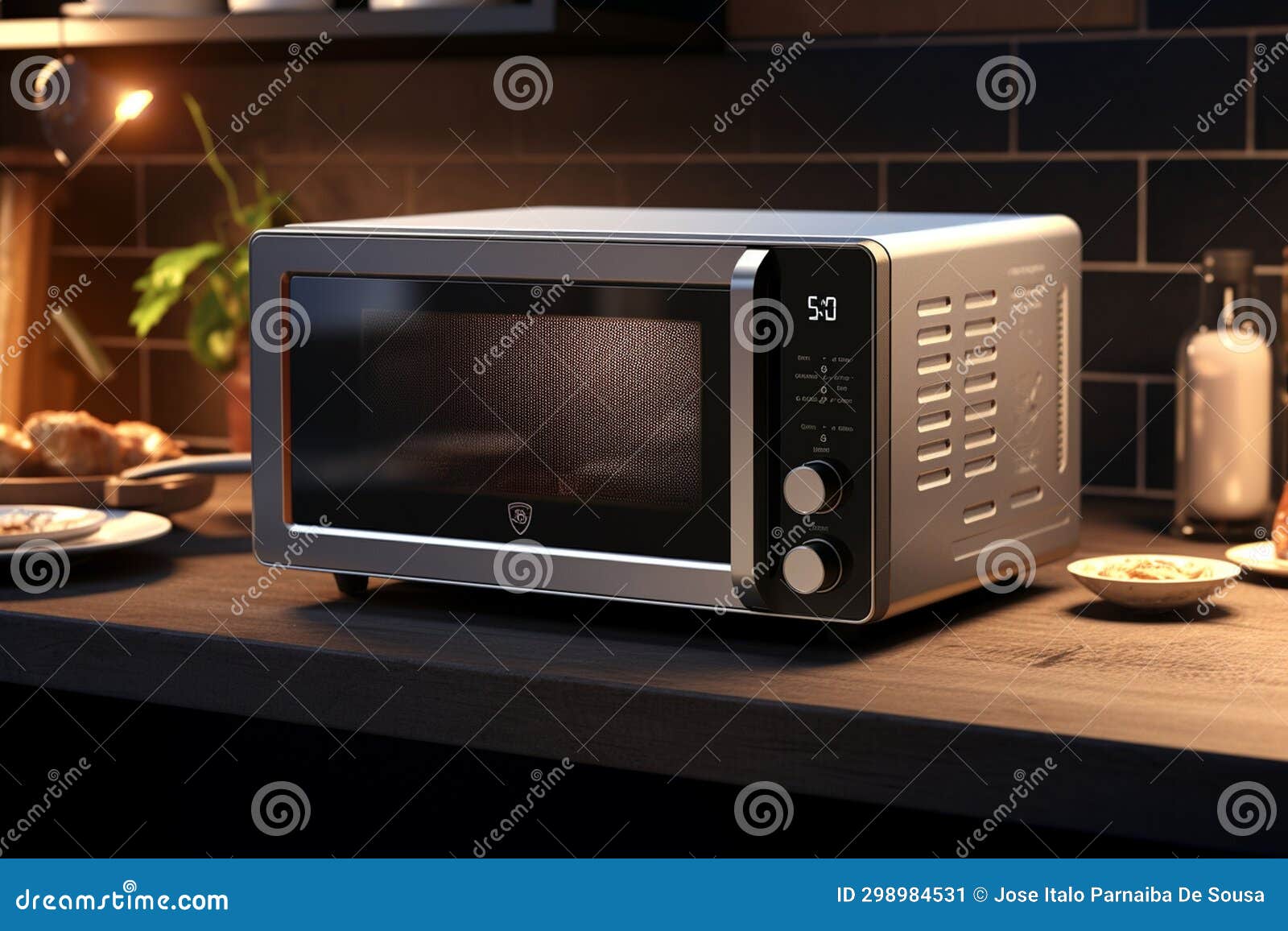 Compact Countertop Microwaves with Multiple Cookin Stock Image - Image ...
