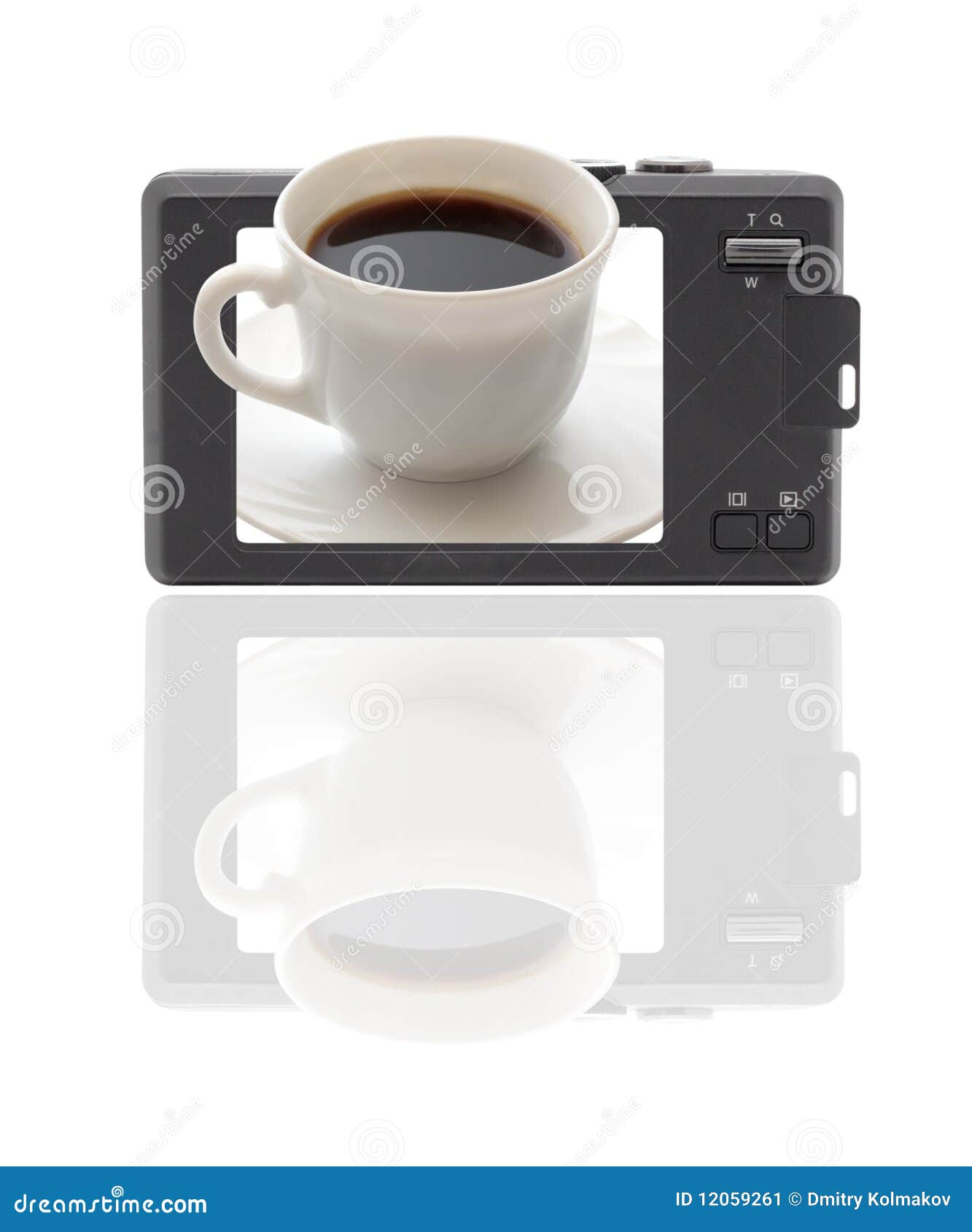 Compact Digital Camera. the Display-cup of Coffee. Stock Image - Image ...