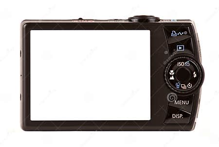 Compact Digital Camera Rear View Isolated on White Stock Image - Image ...