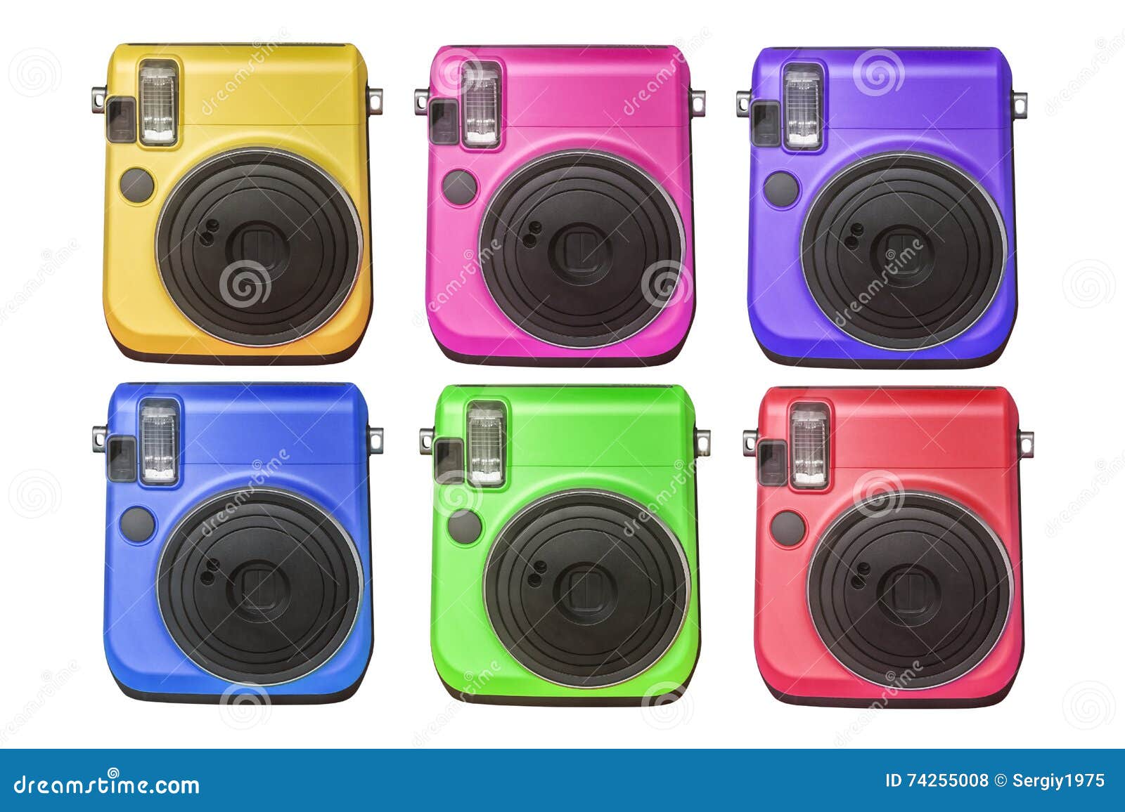Compact Digital Cameras of Various Colors Isolated on White Background ...