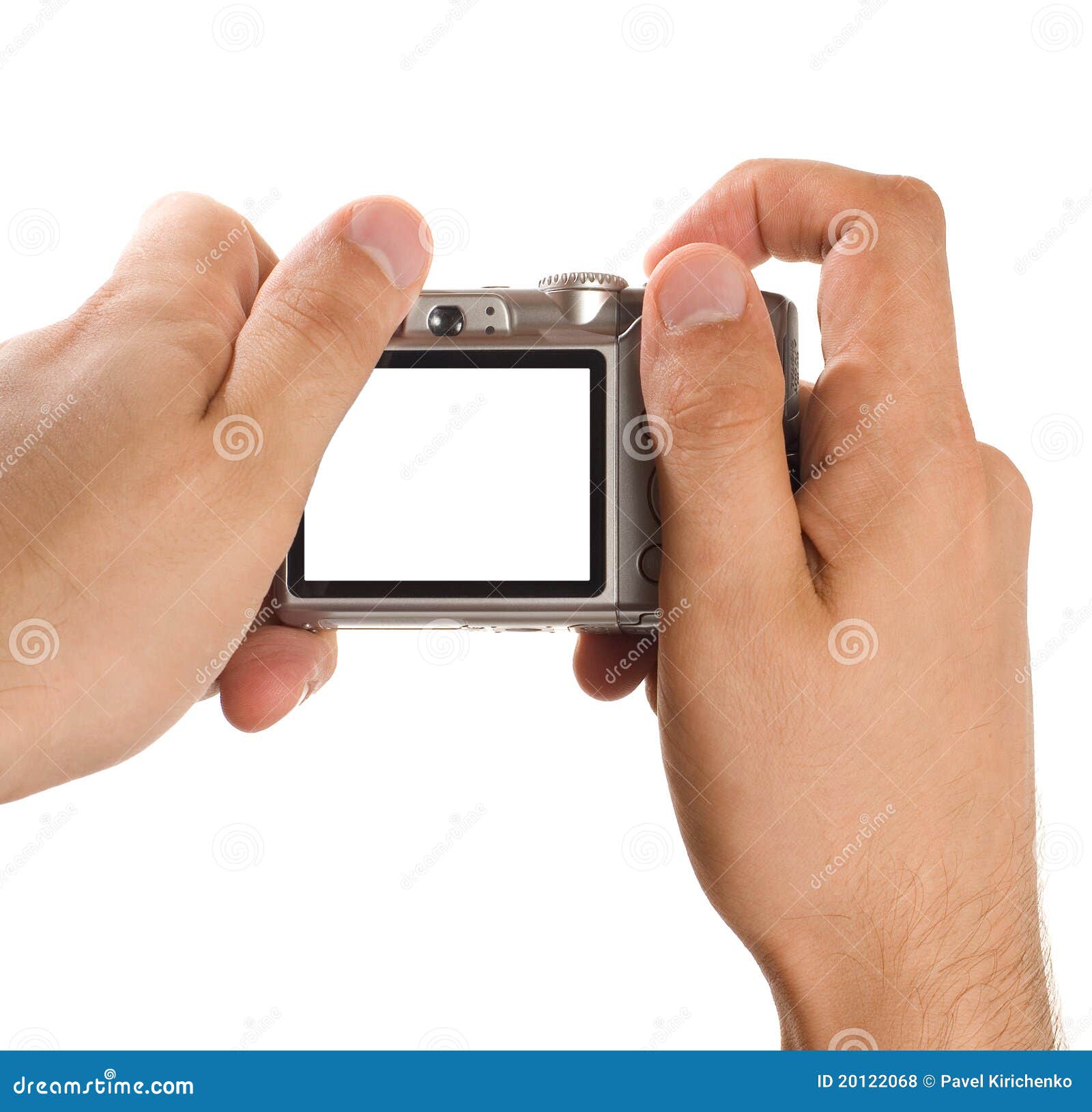Compact Digital Photo Camera Held in Hands Stock Photo - Image of ...
