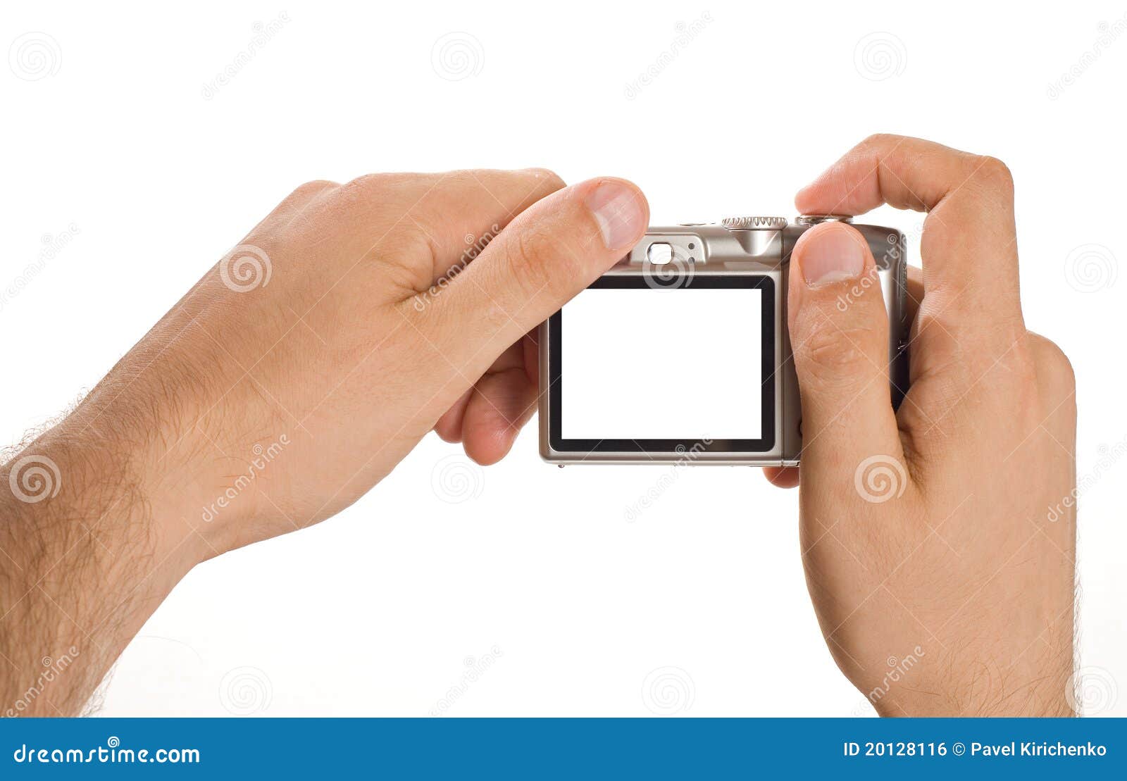 Compact Digital Photo Camera Held in Hands Stock Photo - Image of ...