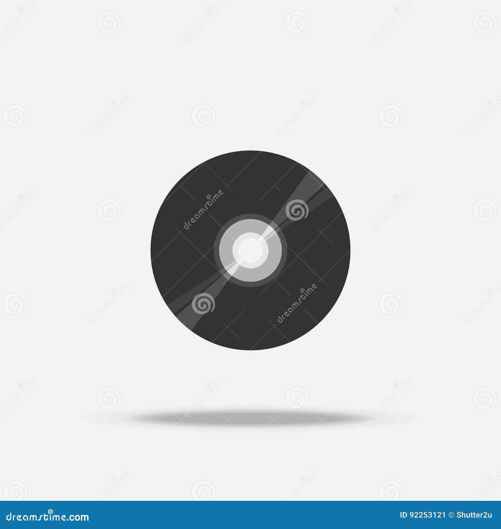 Compact Disc CD Flat Icon with Shadow Stock Vector - Illustration of ...