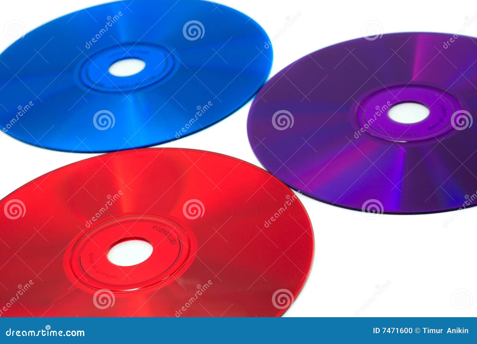 Compact-disc CD Tricolores: Rojo, Azul Y Violeta Foto de archivo ...