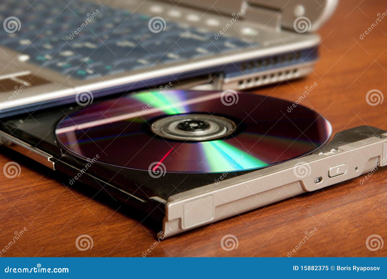 Compact disc on drive stock image. Image of laptop, backup - 15882375