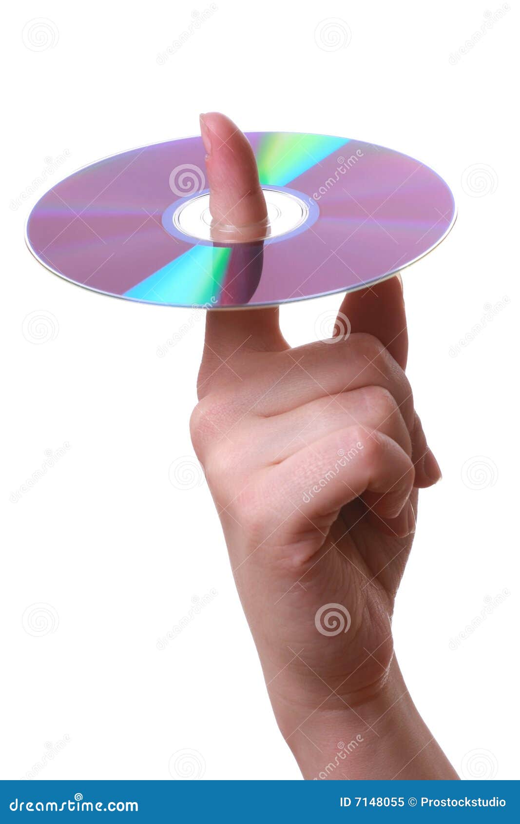 Compact disc on a finger stock image. Image of finger - 7148055