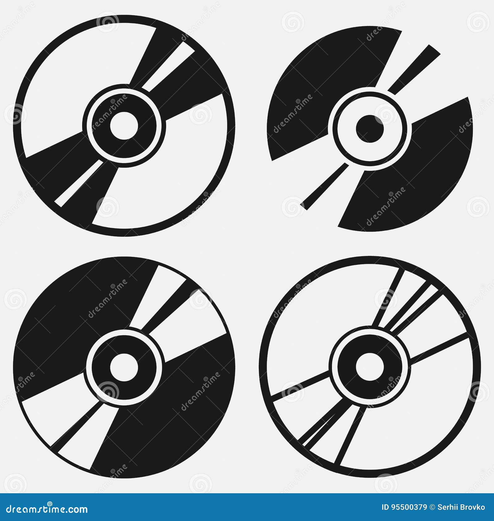 Compact disc icon set. stock vector. Illustration of simple - 95500379