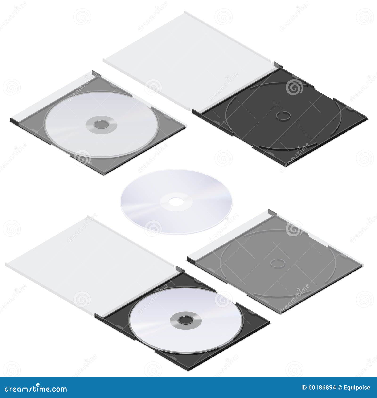 Compact Disc Isometric Detailed Set Stock Illustration - Illustration ...