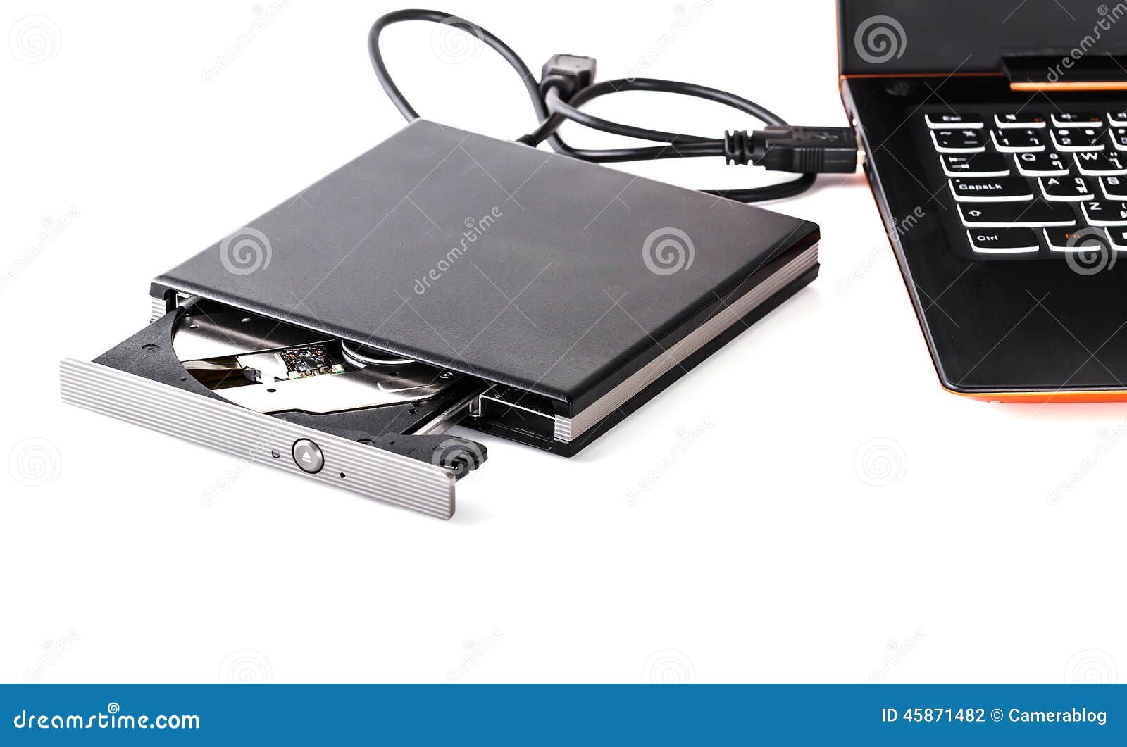 Compact Disc Rewritable Attach on Computer Notebook Stock Photo - Image ...
