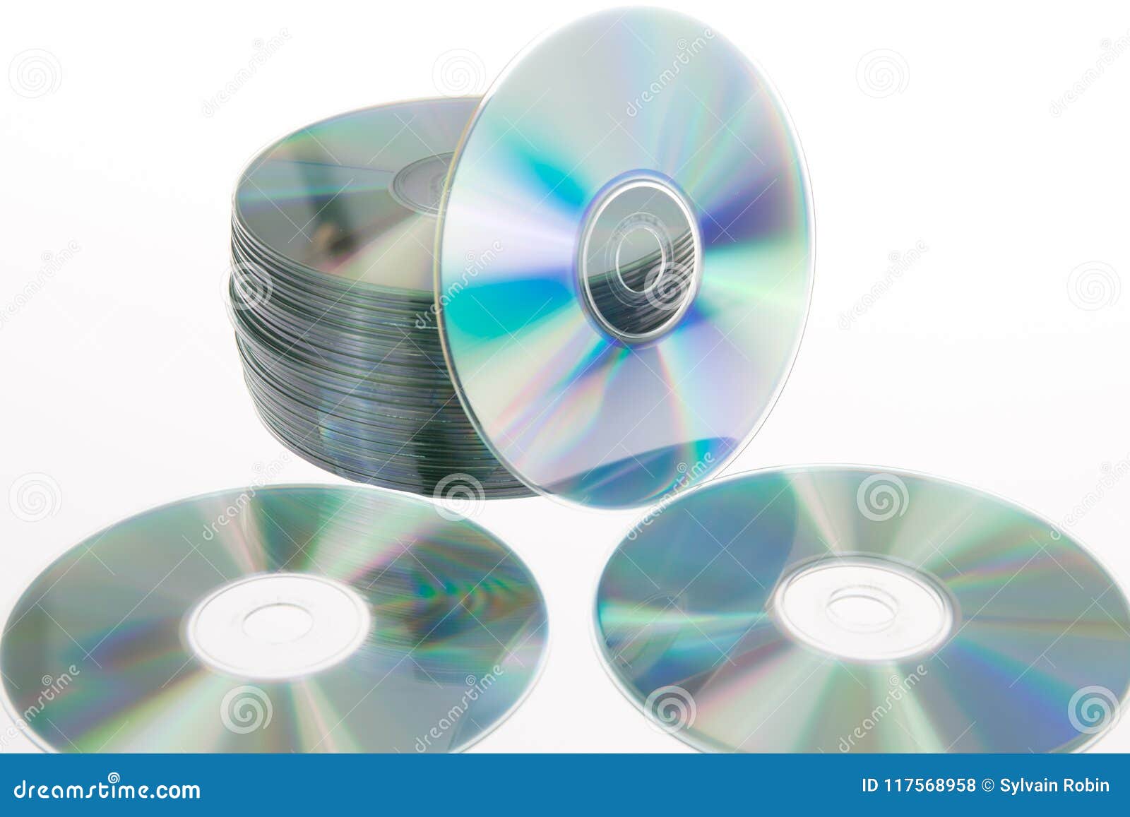 Compact Disc Stack Discs on a White Background Stock Photo - Image of ...