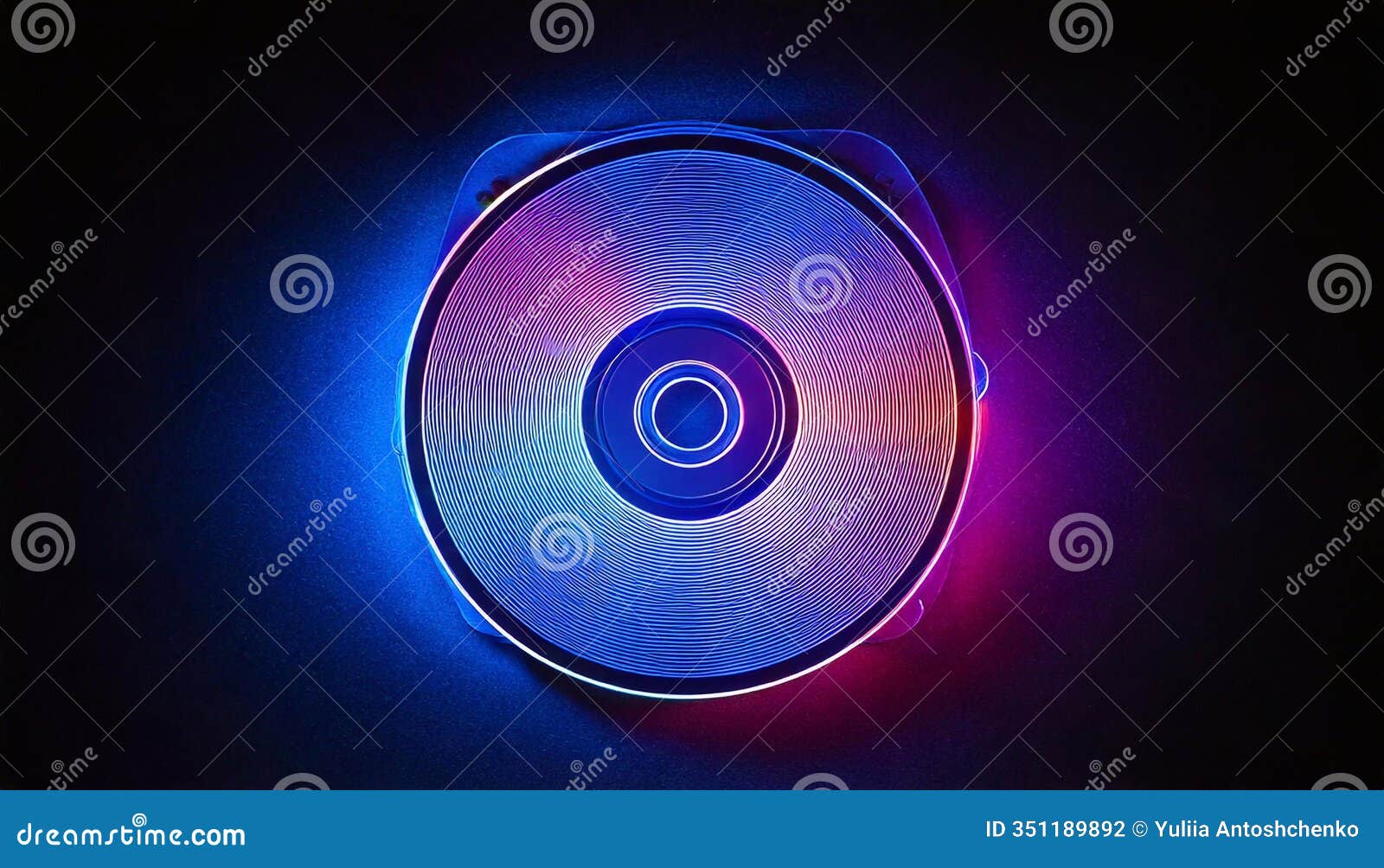A Compact Disc is Surrounded by Vibrant Neon Lights Creating an ...
